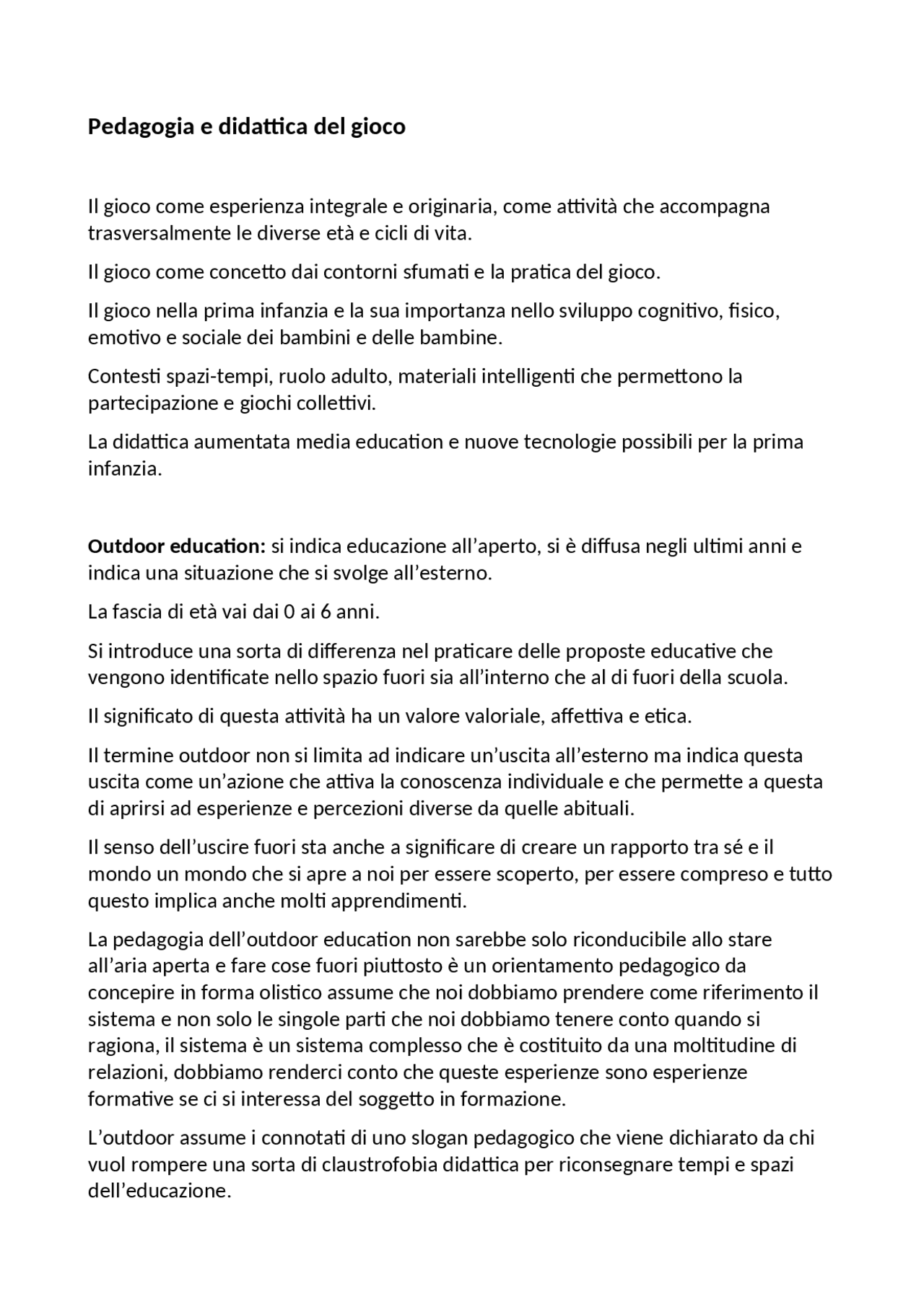 Pedagogia E Didattica Del Gioco Docsity