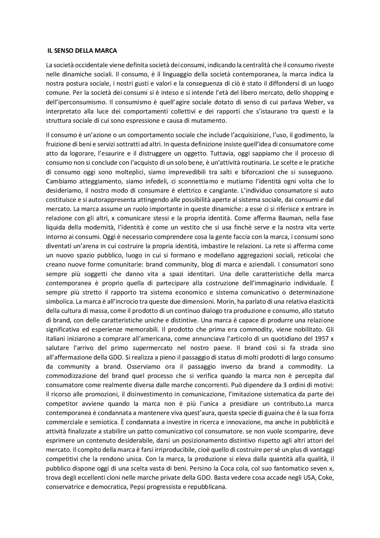 Manuale Della Marca Minestroni Docsity