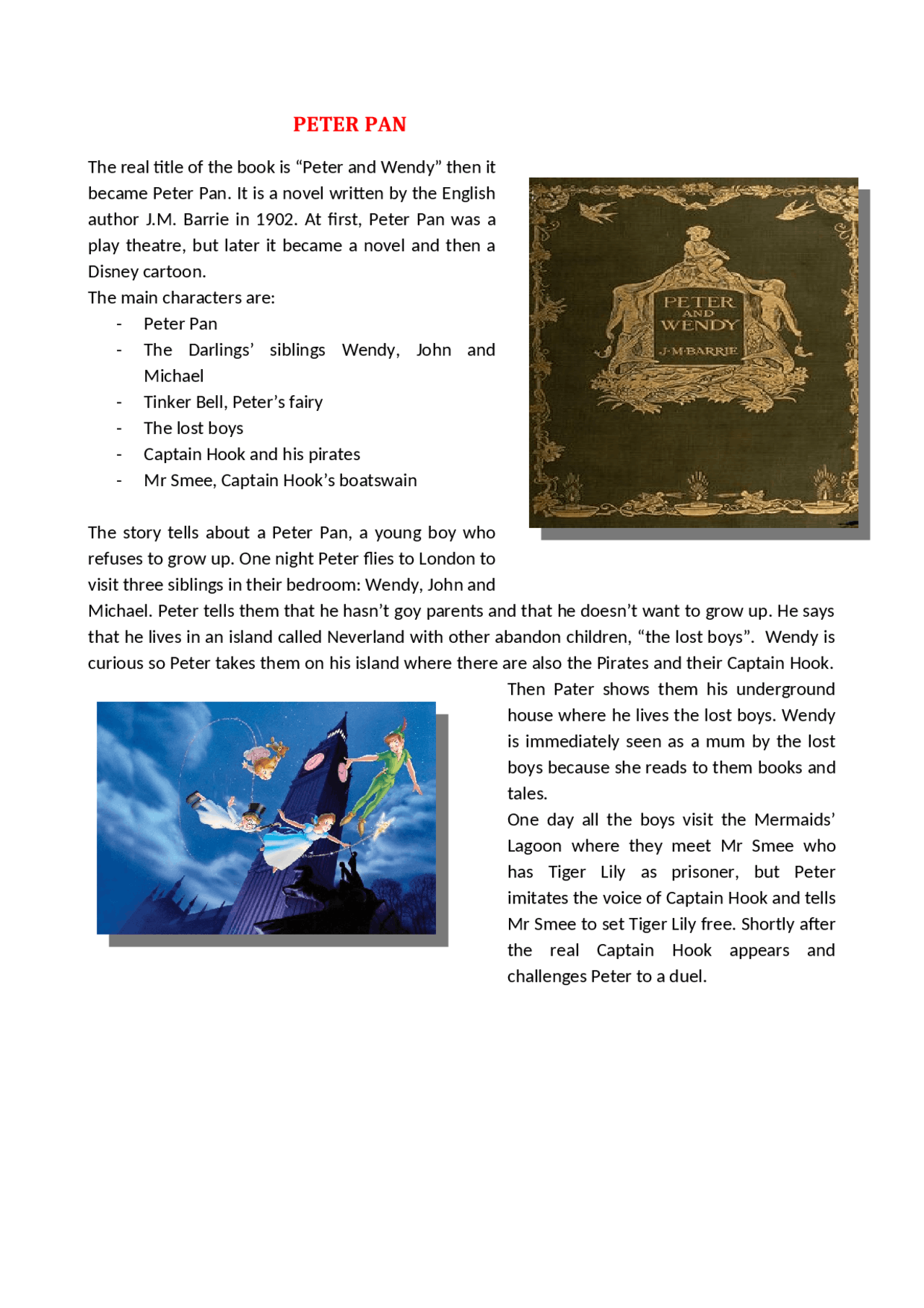 PETER PAN PLOT IN ENGLISH Docsity PETER PAN PLOT IN ENGLISH Docsity