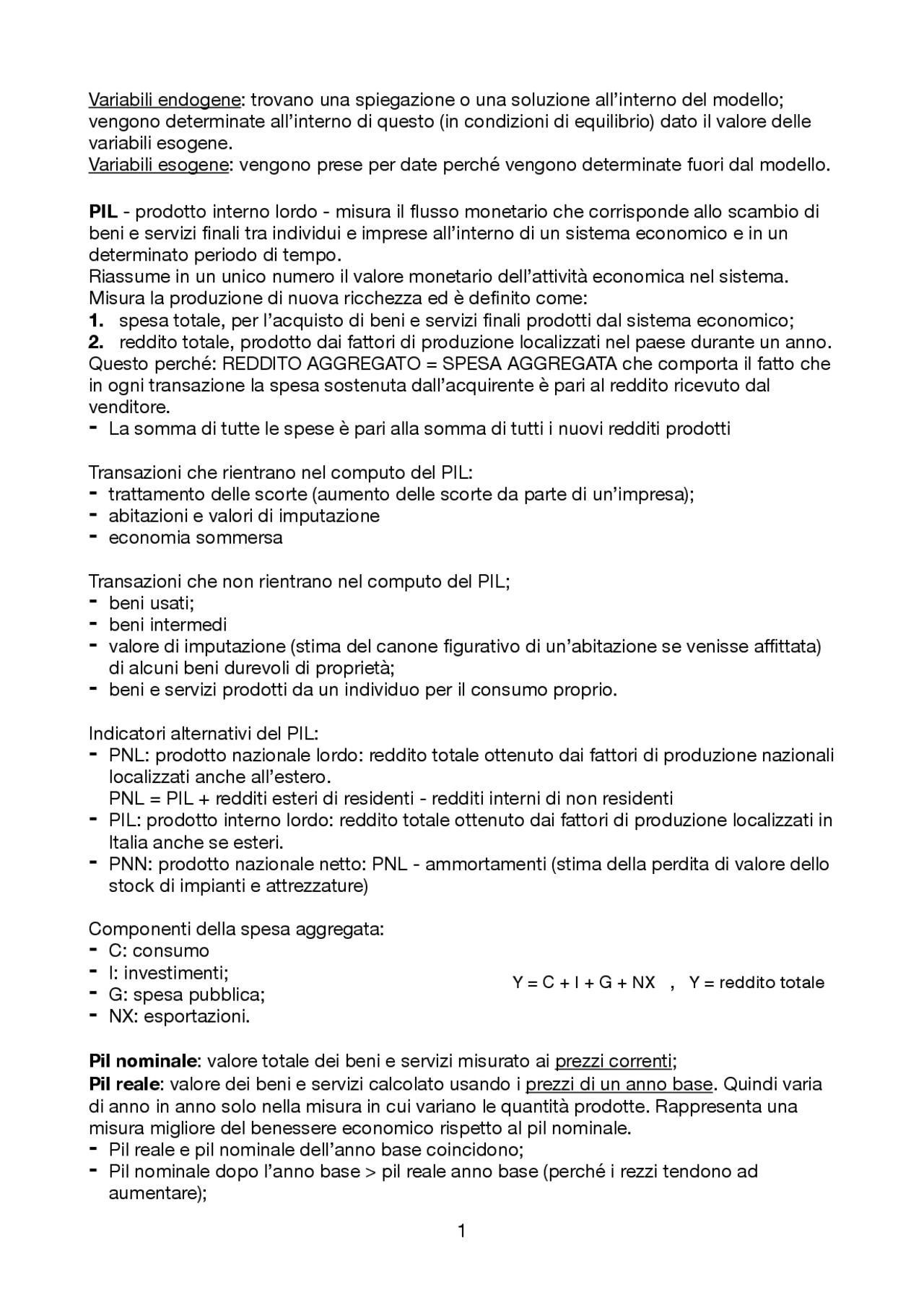 Appunti Macroeconomia Docsity