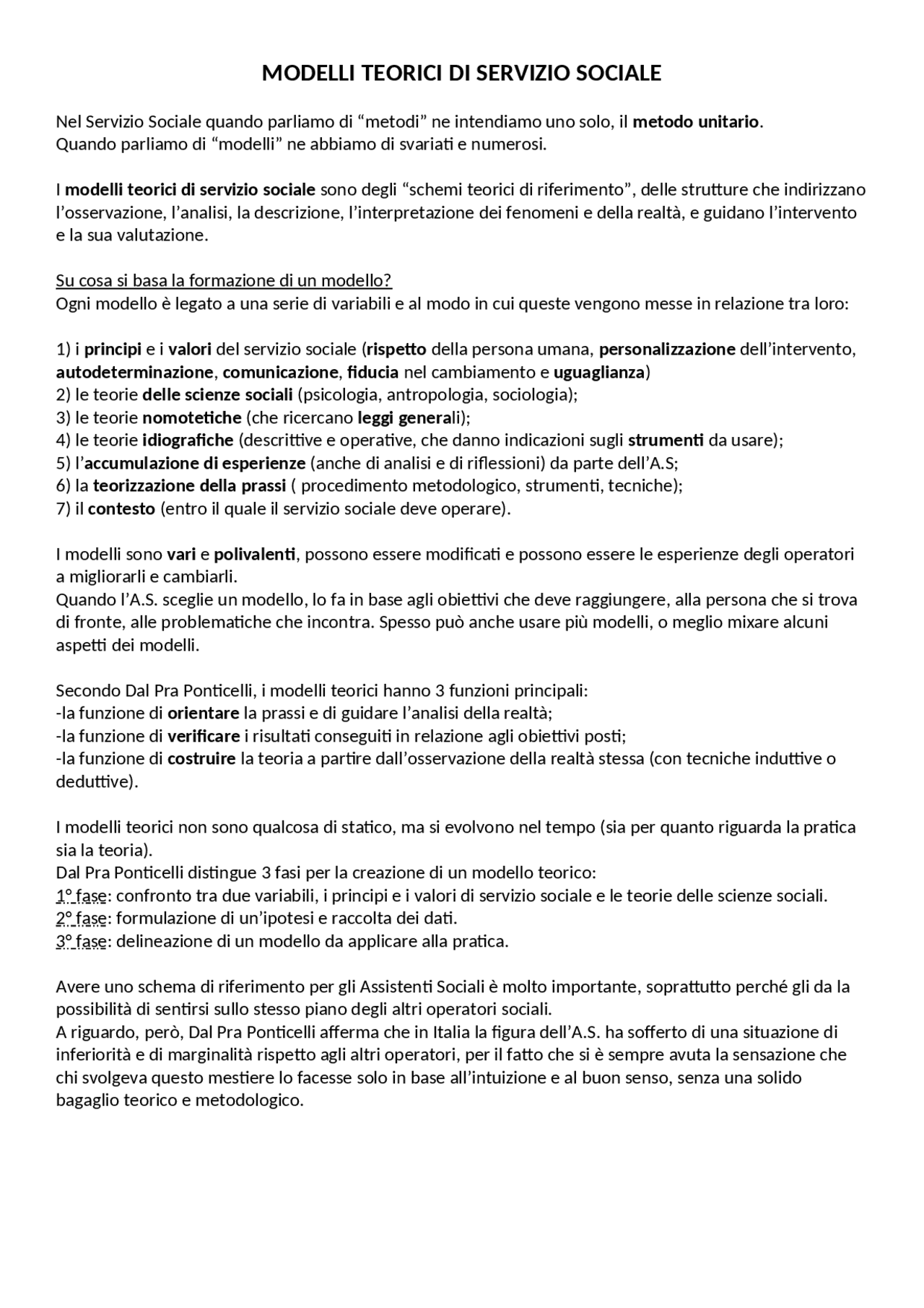 Modelli Teorici Di Servizio Sociale E Famiglia Come Sistema Docsity