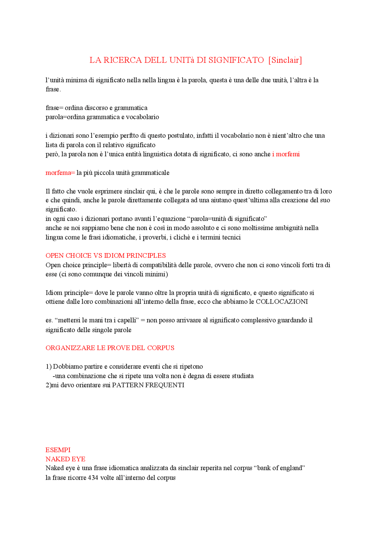 Linguistica Applicata Unita Di Significato Sinclair Docsity