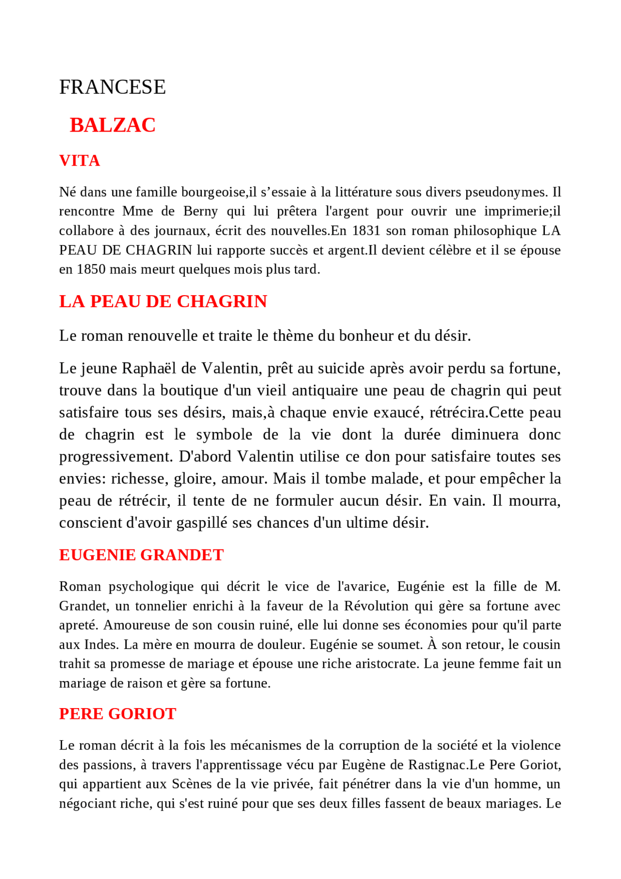 Balzac Flaubert Zola Docsity