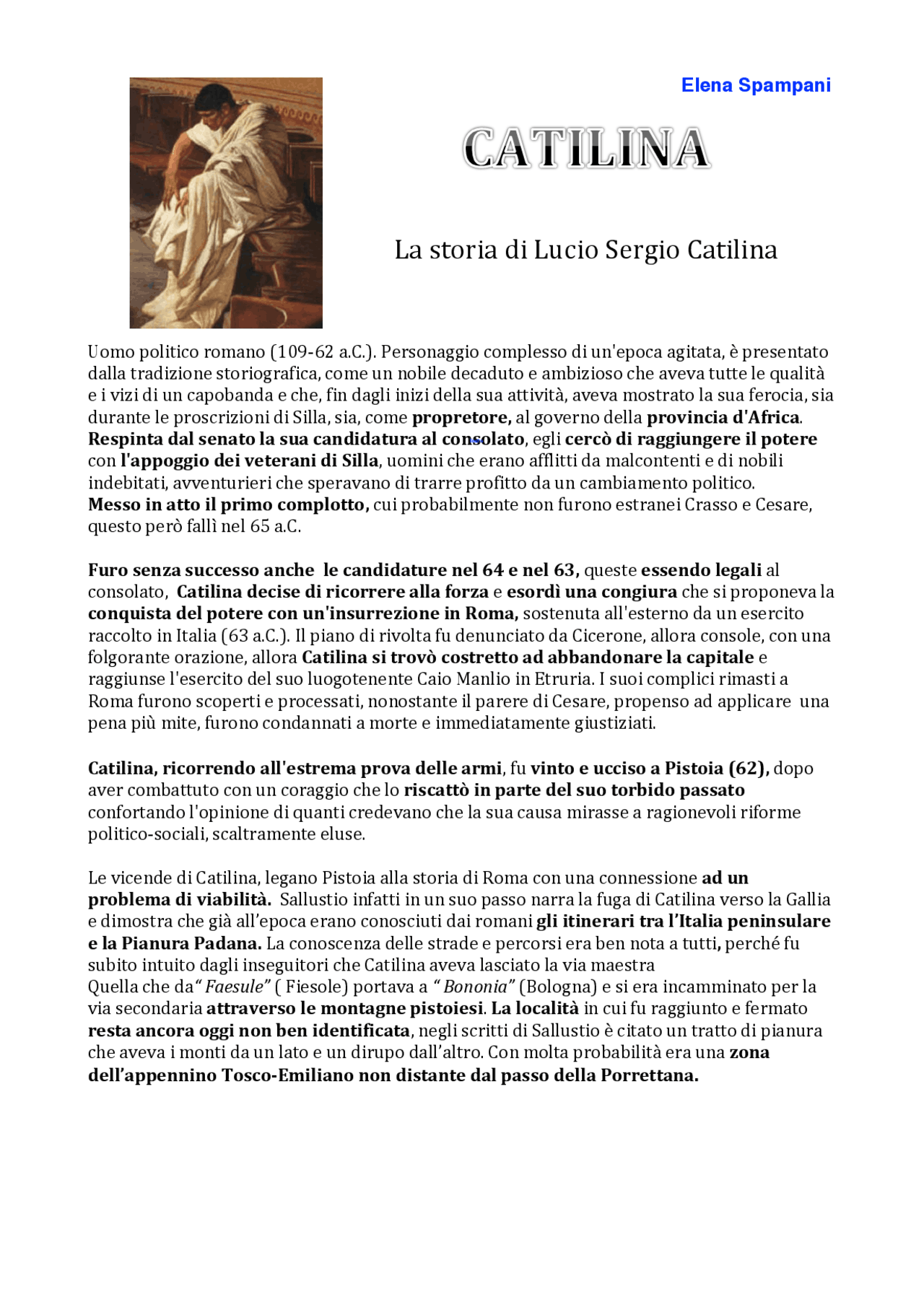 Catilina - la storia di LucioSergio Catilina - Docsity