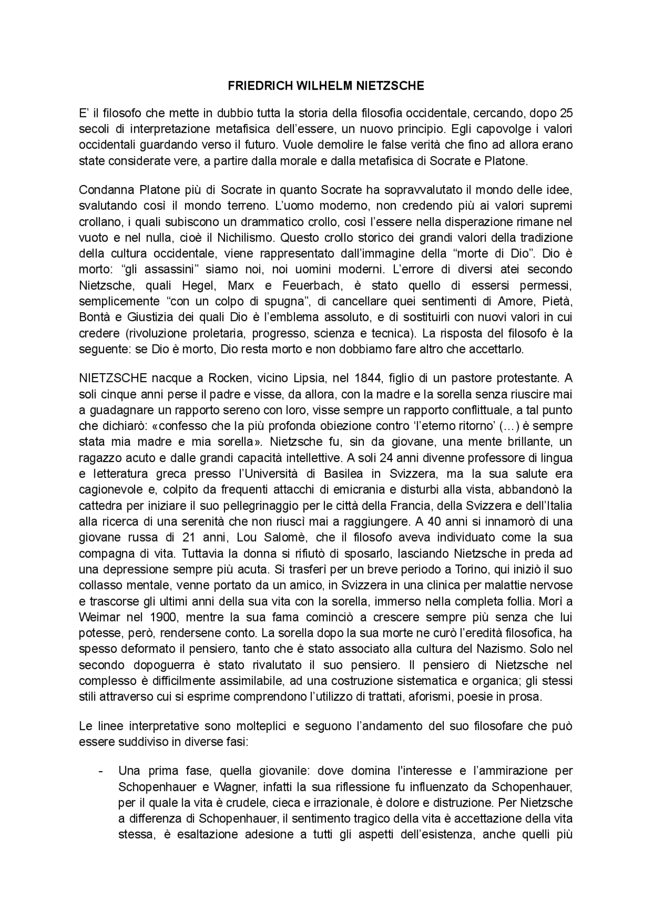 Friedrich Wilhelm Nietzsche Docsity