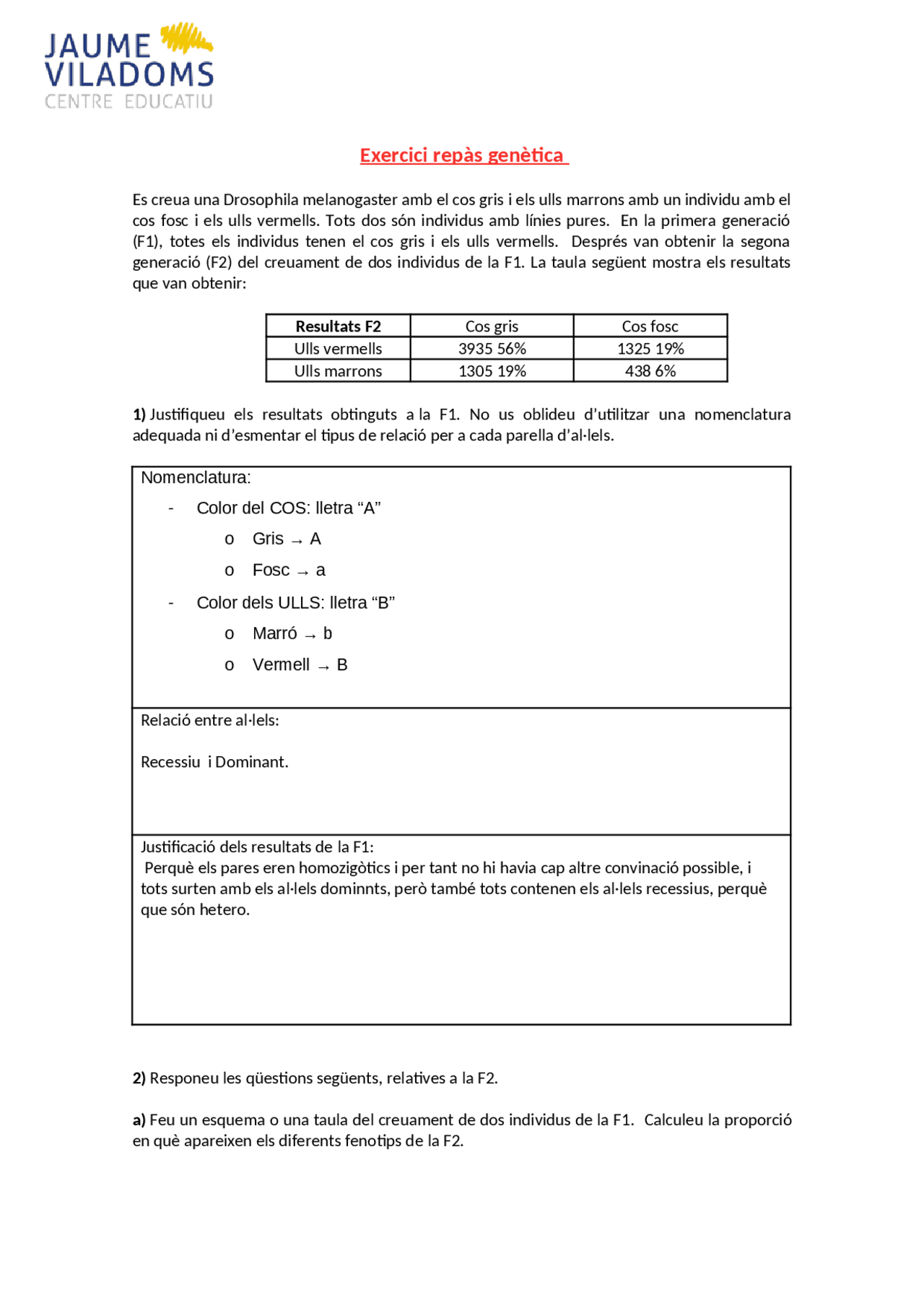 Ejercicios GenÈtica Docsity