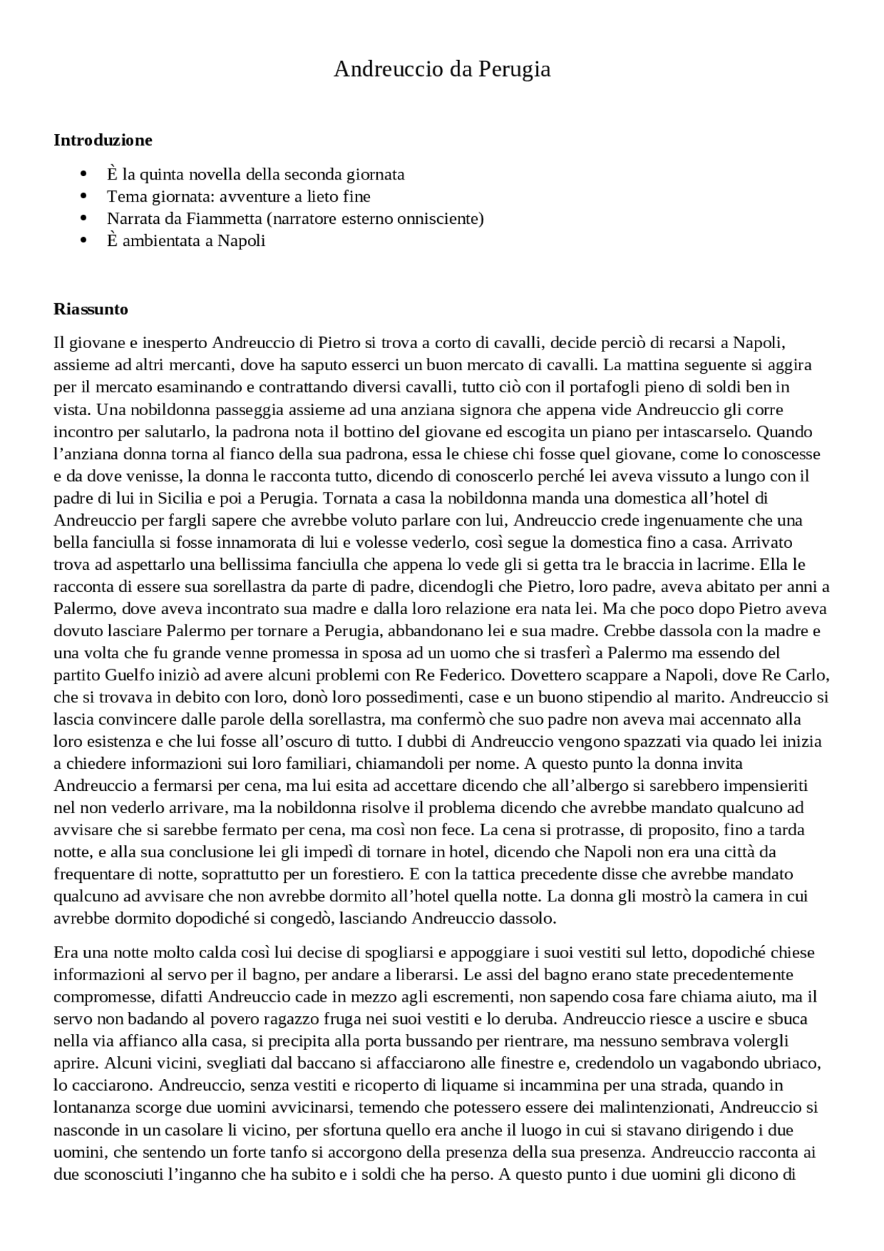 Andreuccio Da Perugia Docsity