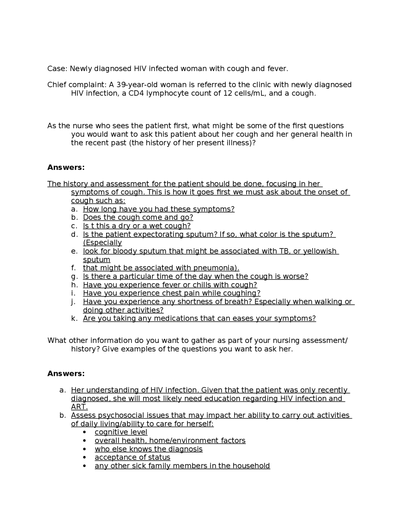case scenario 1 (read the material) | Assignments Nursing | Docsity
