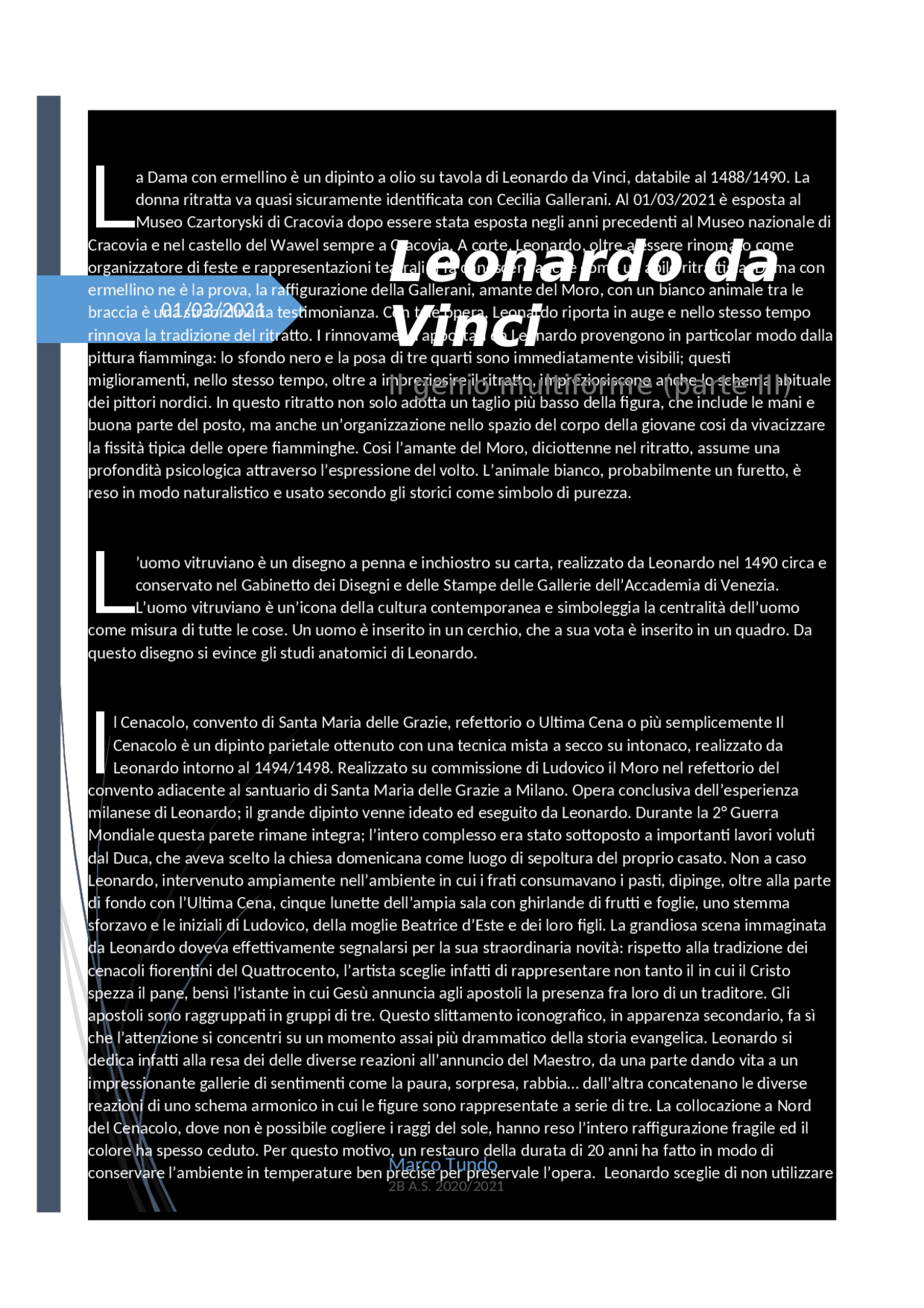 Appunti Leonardo Da Vinci Docsity