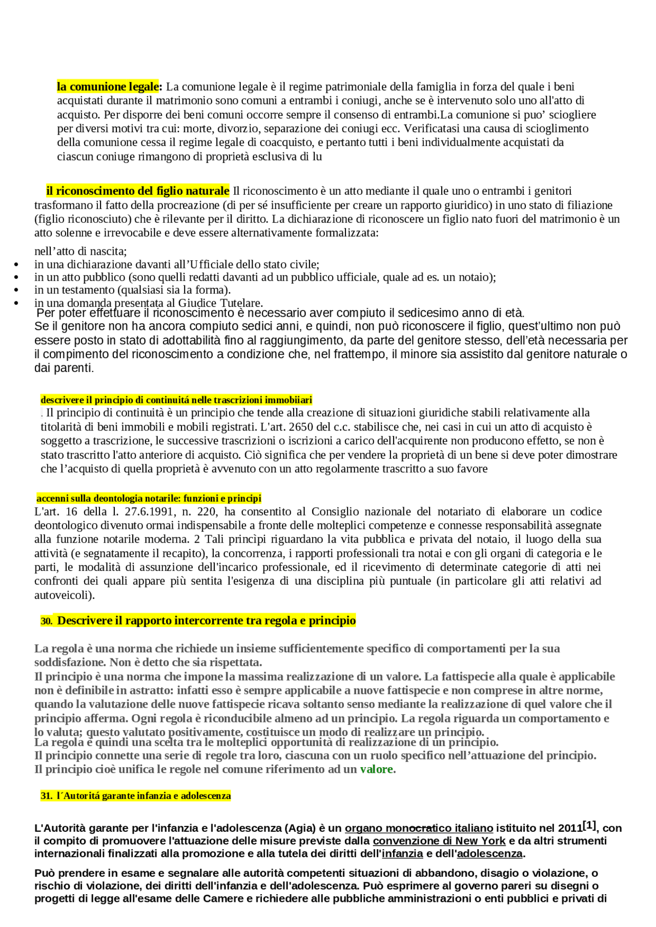 PANIERE DI DIRITTO PRIVATO COMPLETO - Docsity