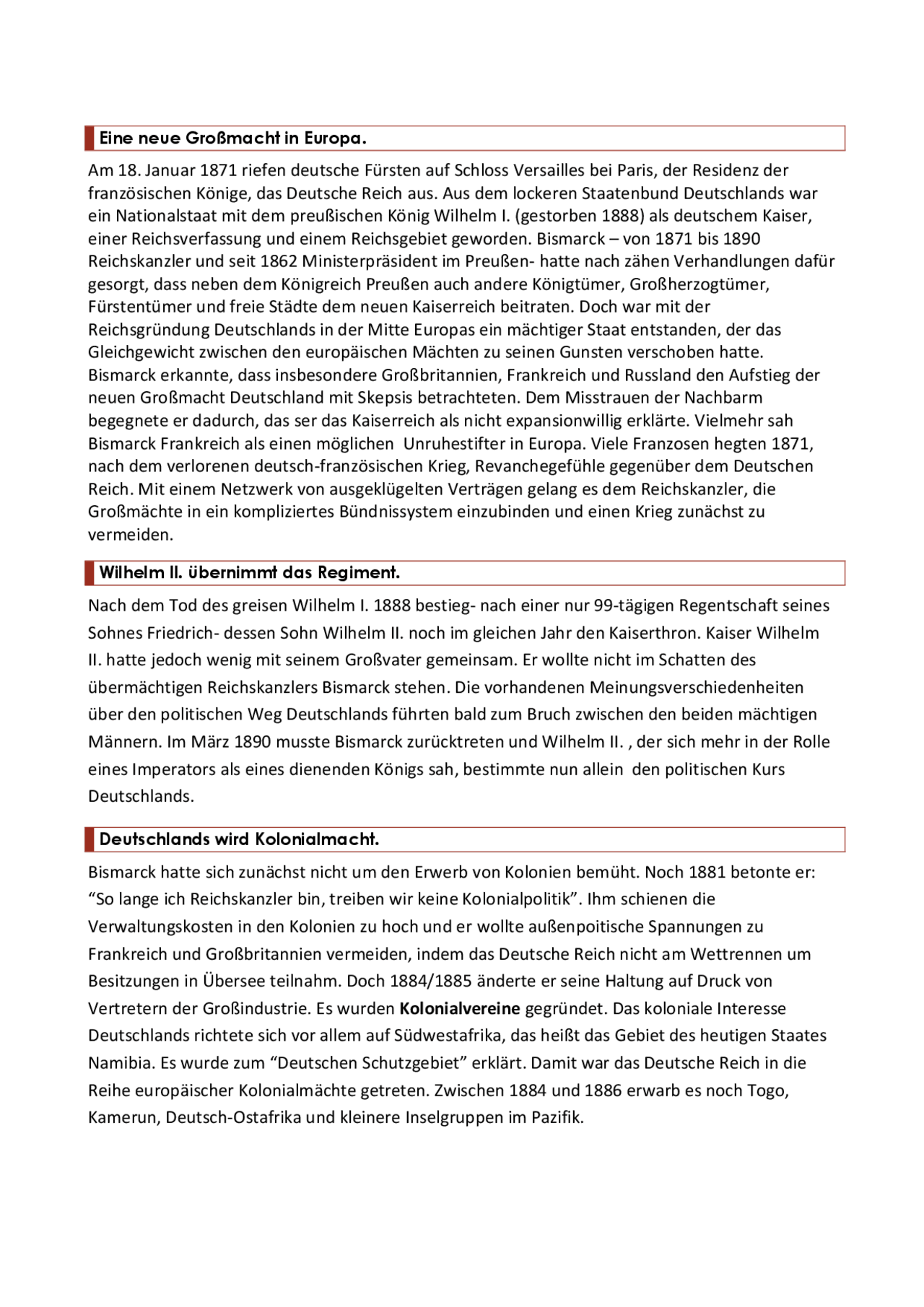 Das Deutsche Kaiserreich Docsity