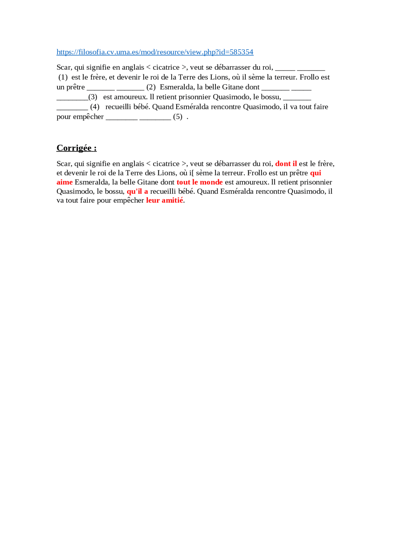 NOTRE DAME DE PARIS - DICTÉE | Ejercicios de Idioma Francés | Docsity