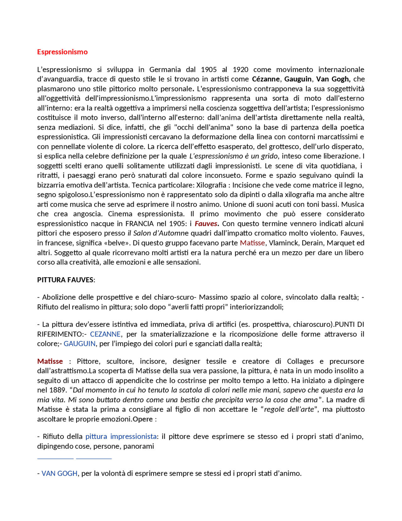 Espressionismo E Fauves Docsity