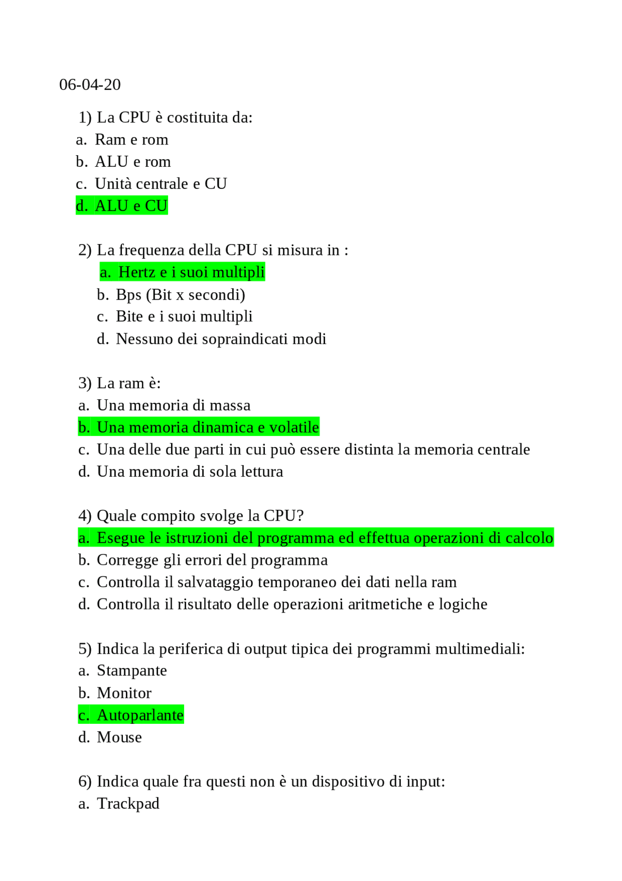 Domande Per Esame Eipass Esercizi Di Informatica Gestionale Docsity