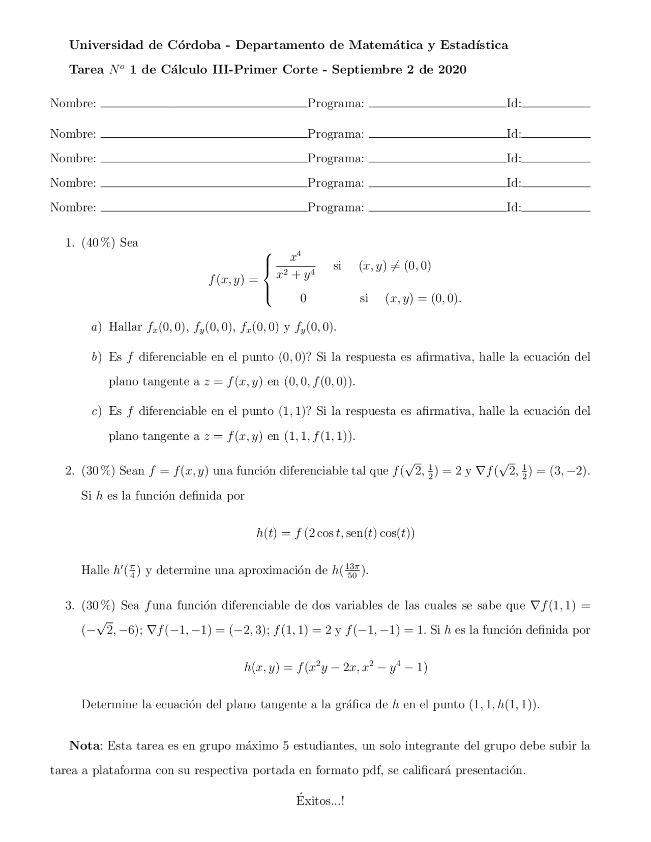 Calculo De Varias Variables Apuntes De Cálculo Diferencial Y Integral