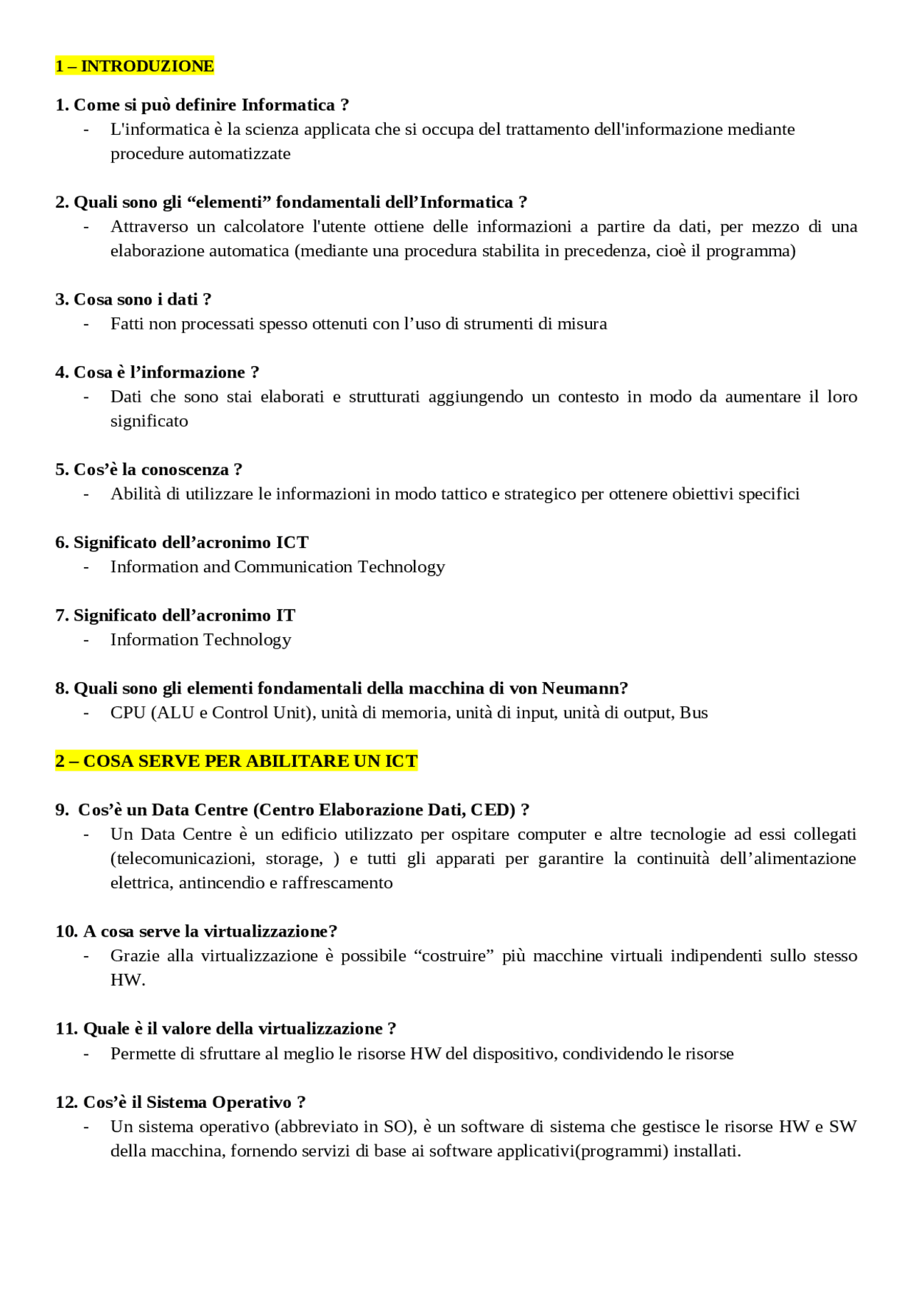 Domande Esame Informatica Docsity
