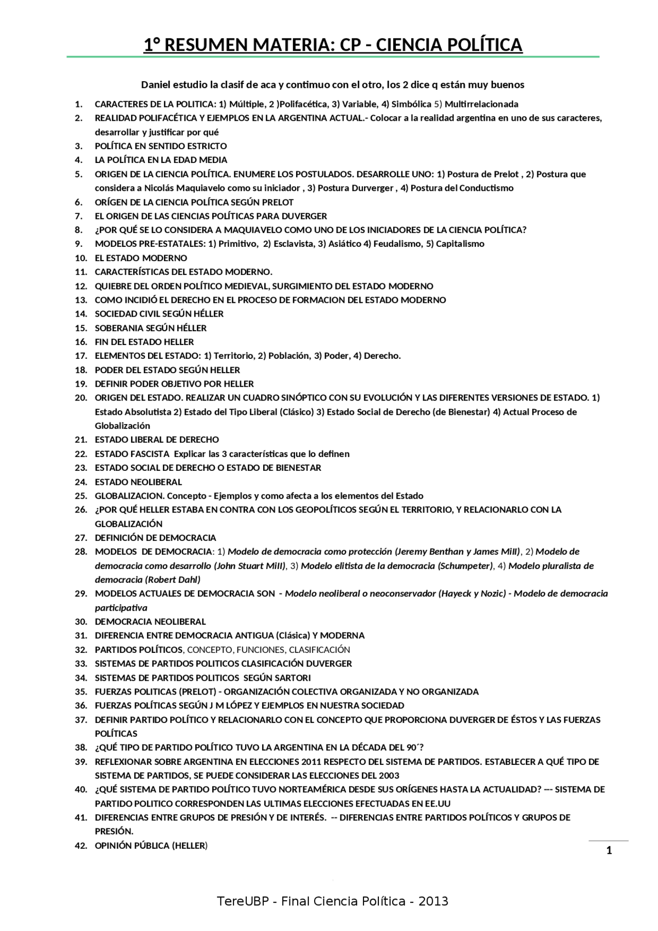 Resumen Ciencias Políticas 2019 Docsity