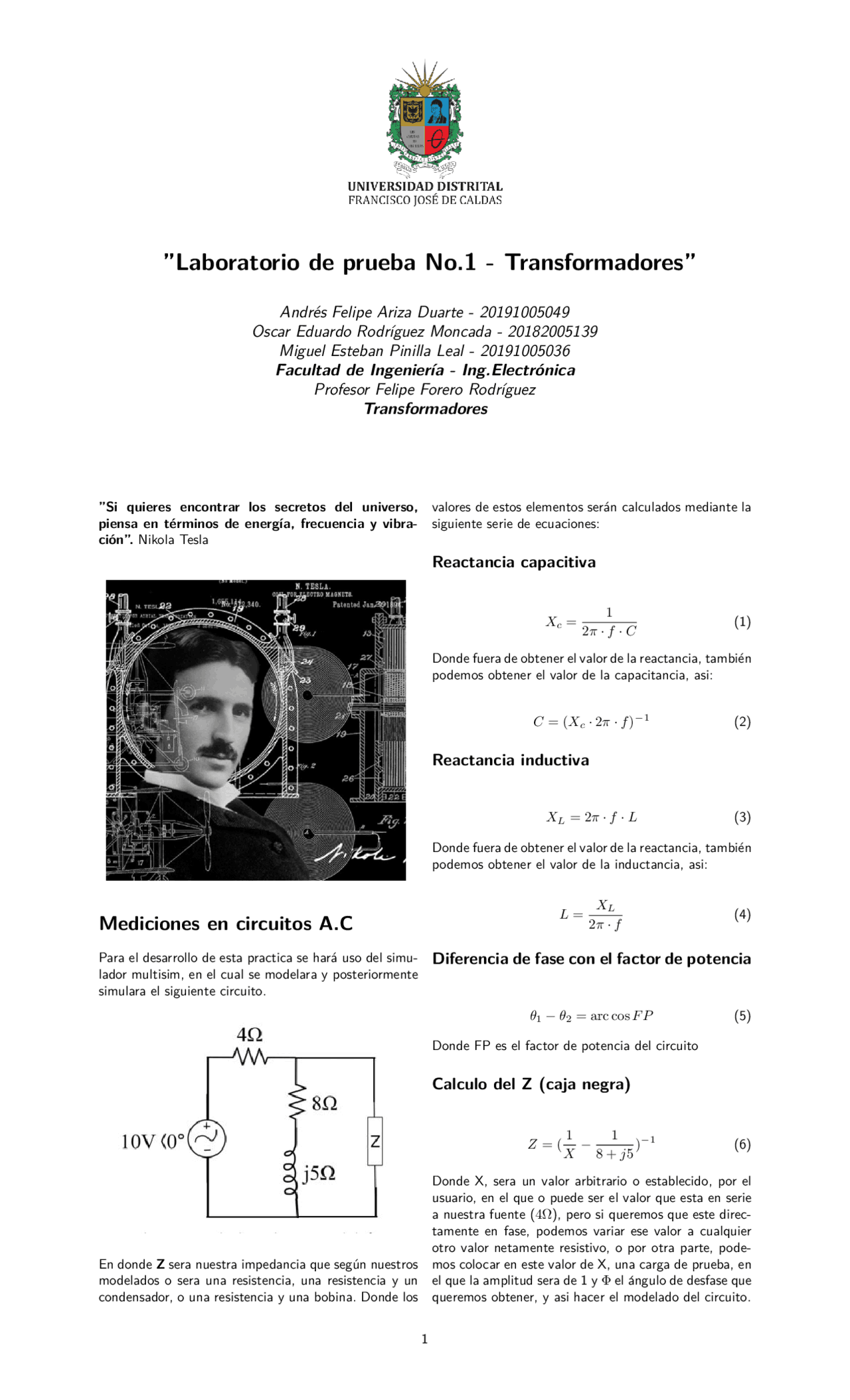 Practica #1 Transformadores - Docsity