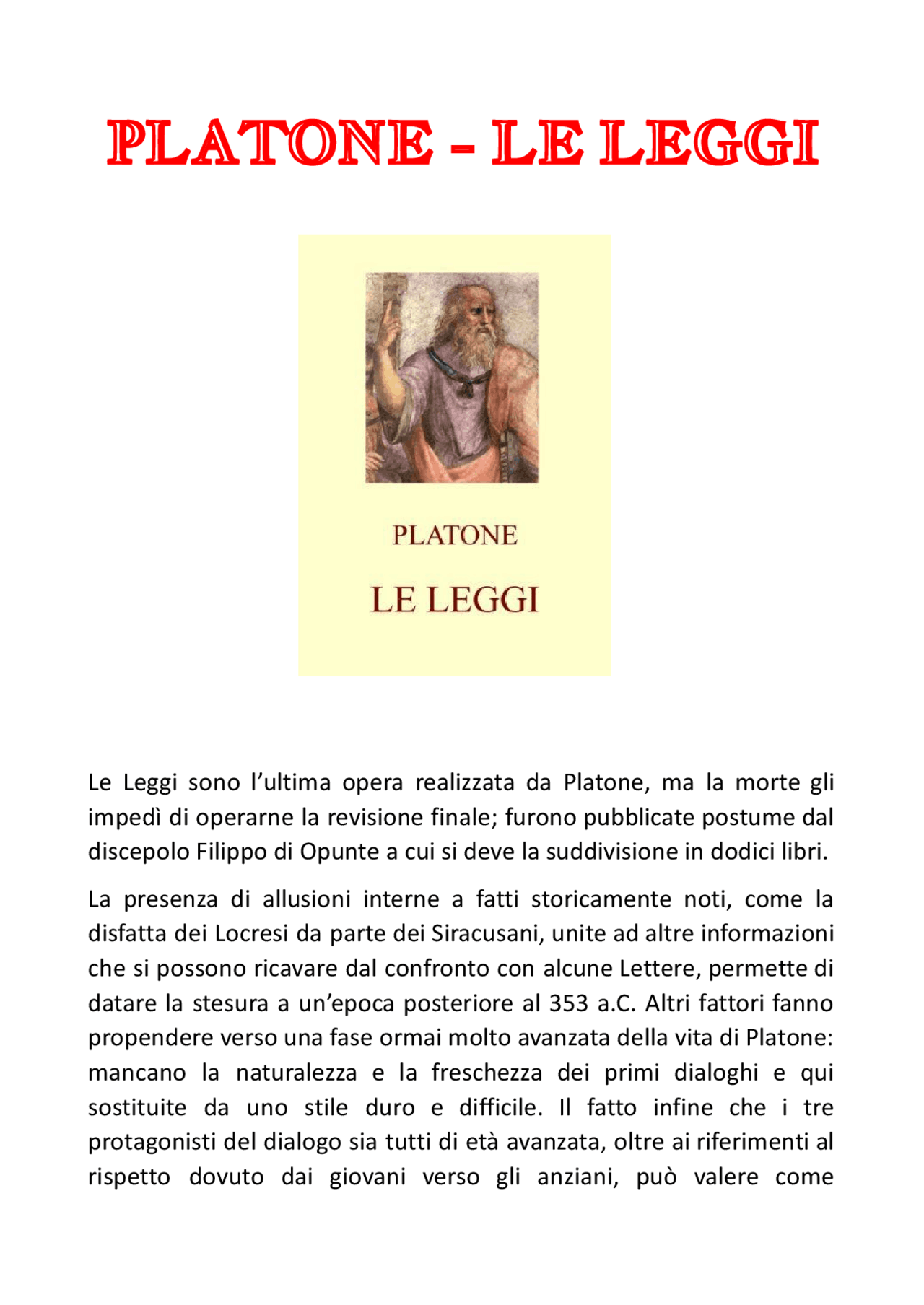 Platone Libro Riassunto Di Platone Docsity