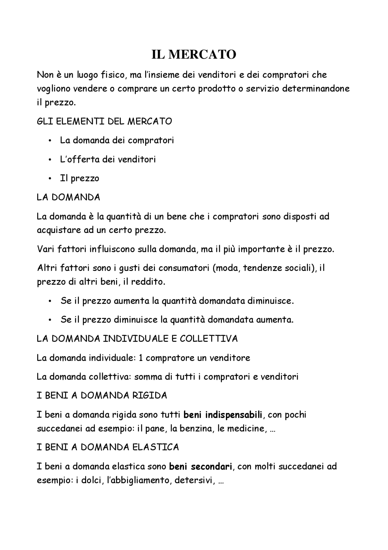 Riassunto Mercato Diritto Docsity