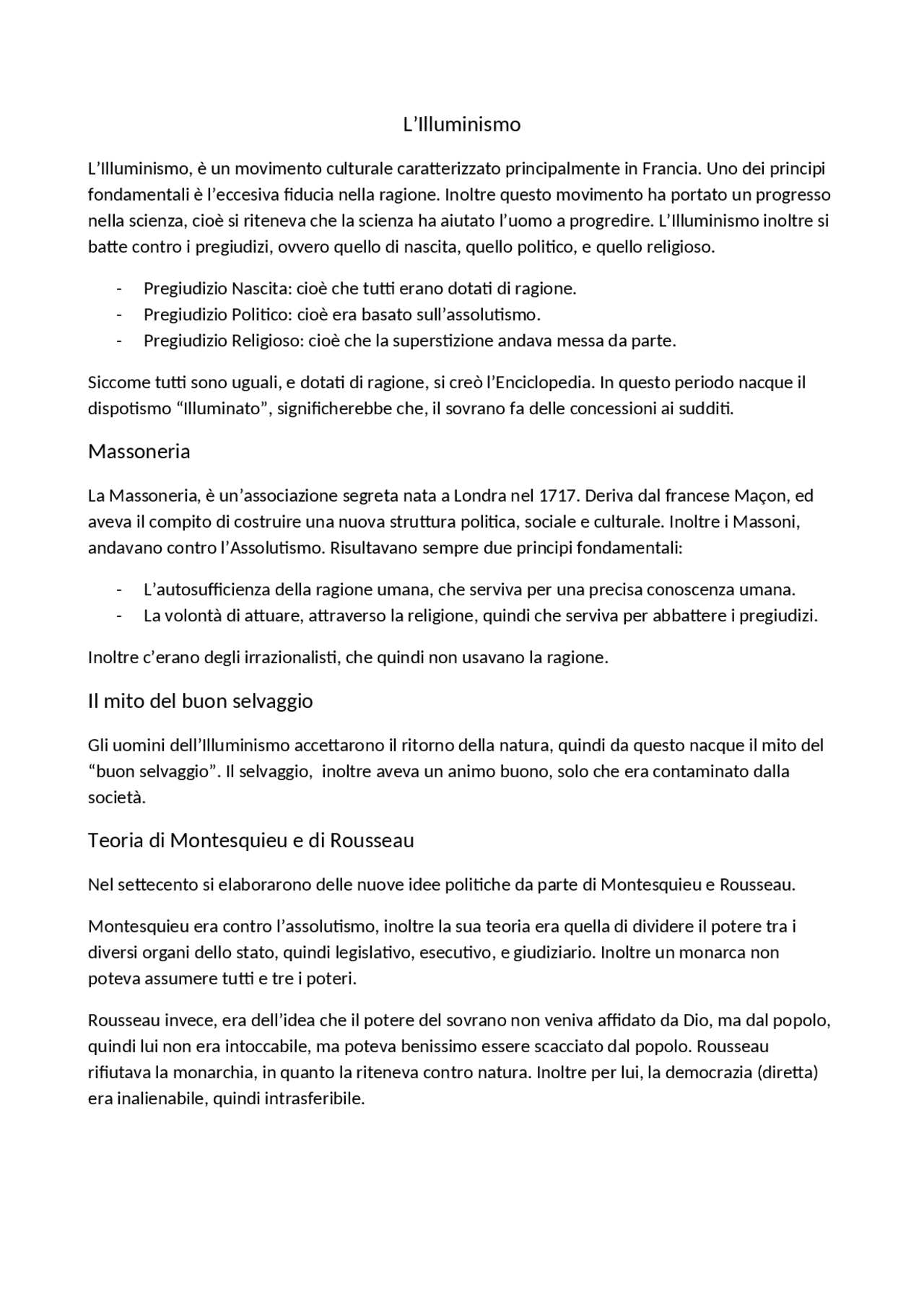 Riassunto Lilluminismo Docsity