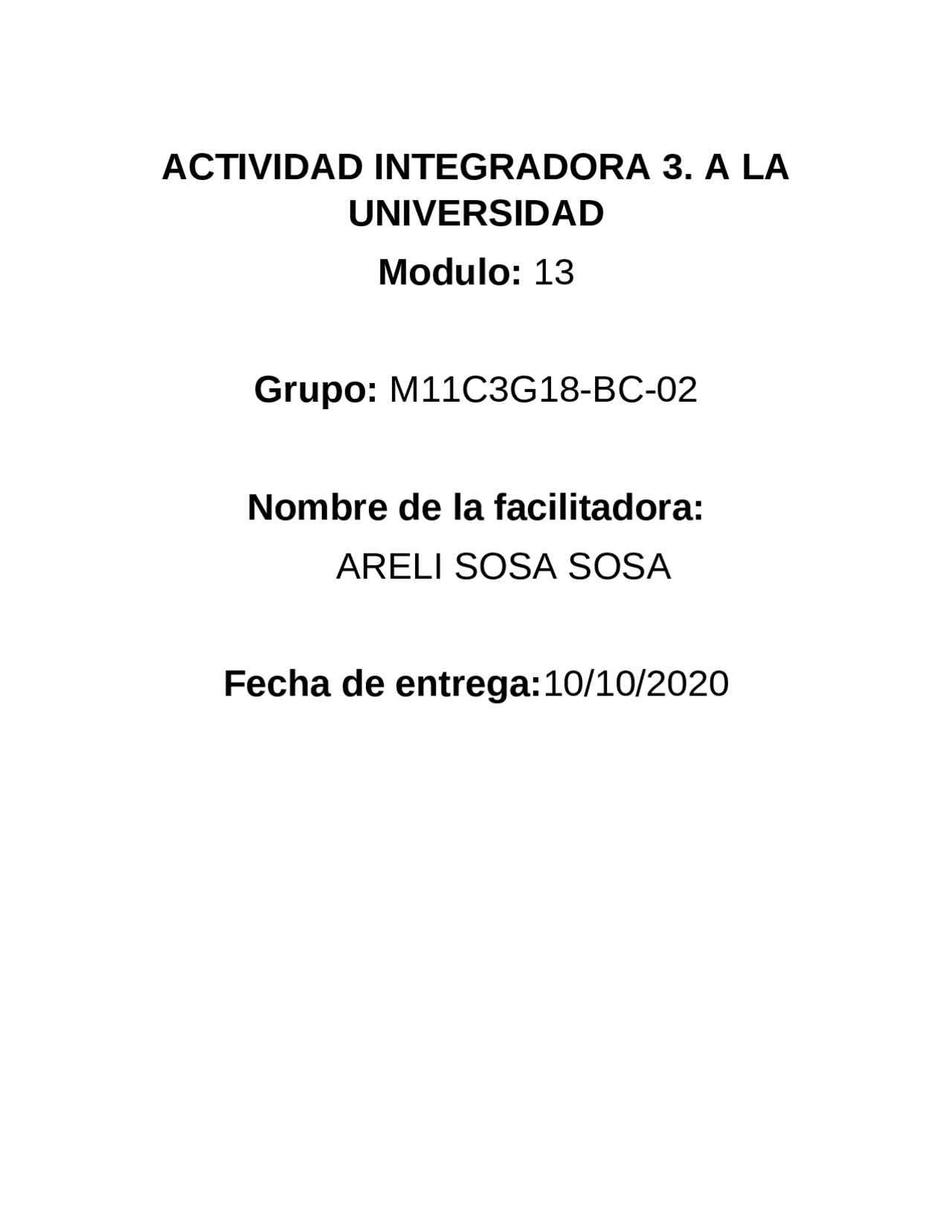 Modulo 13 actividad 3 - Docsity