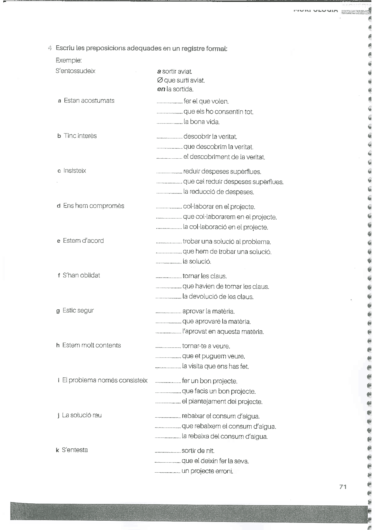 Activitats preposicions de català - Docsity
