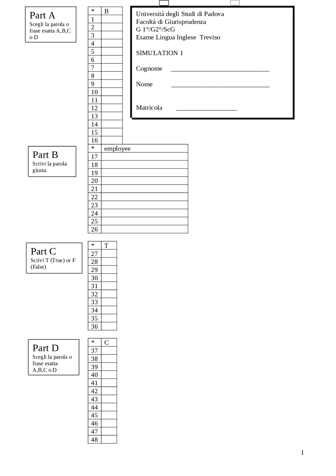 Simulazione prova inglese - Docsity