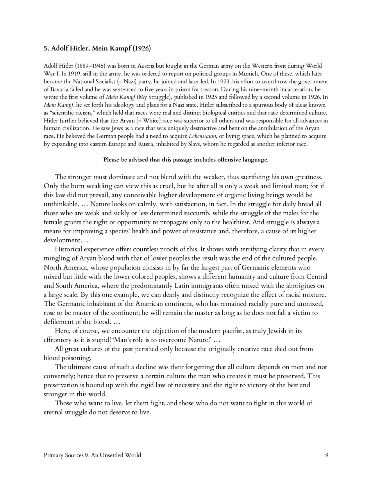 Hitler's Mein Kempf Speech - Docsity