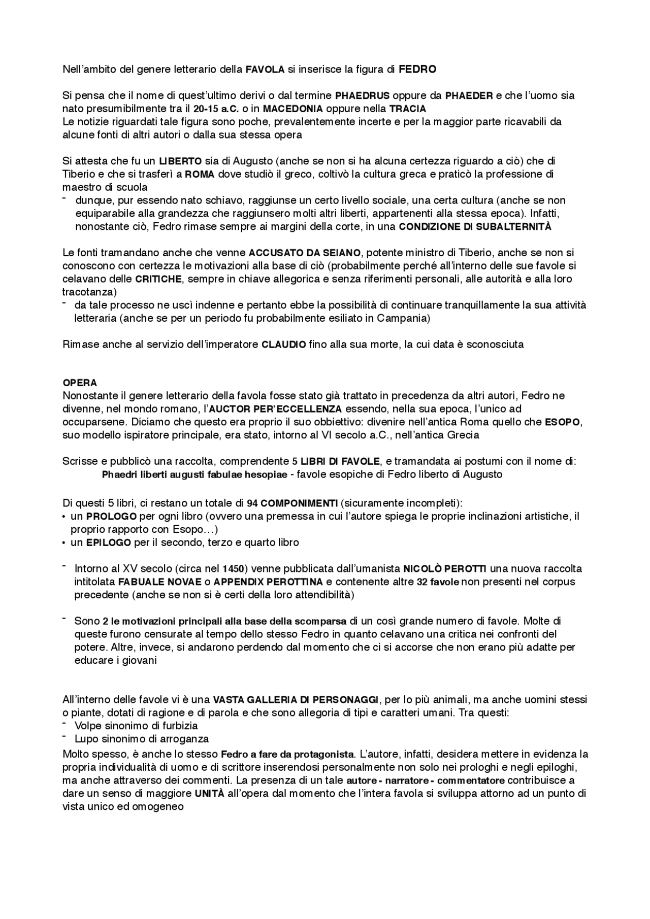Appunti Fedro Latino Docsity