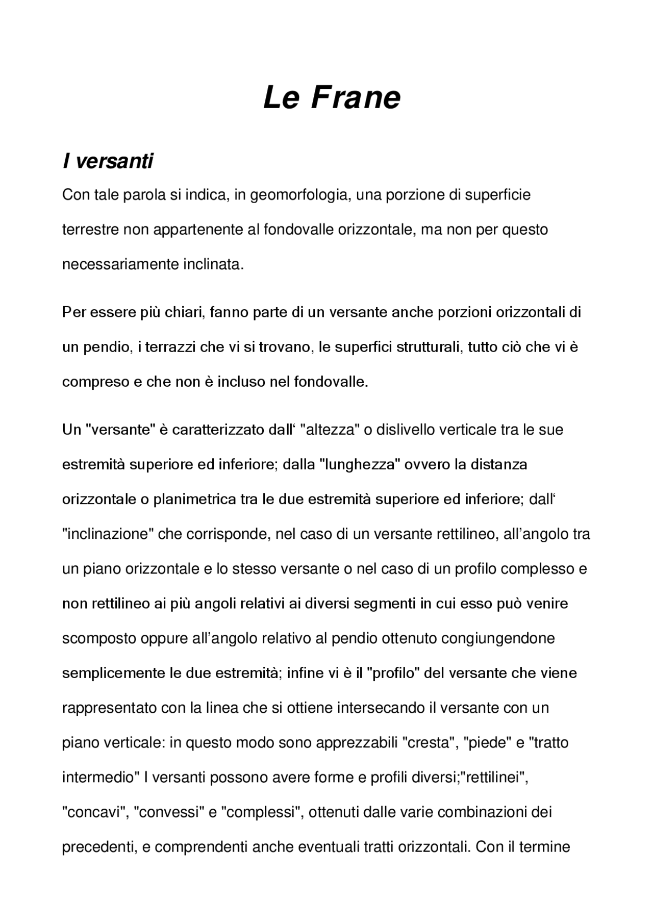 Geografia fisica: le frane - Docsity