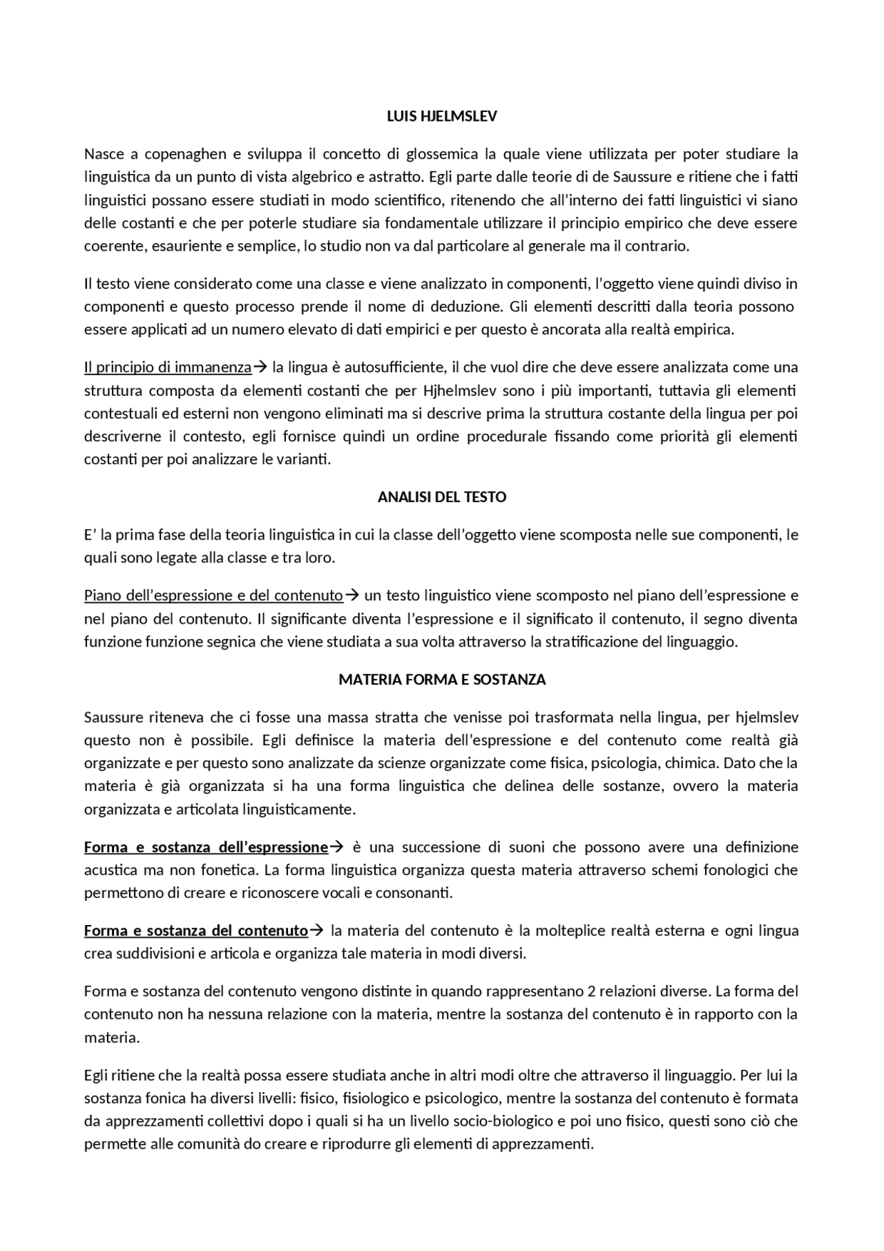 Le Basi Della Semiotica Stefano Traini Hjelmslev Docsity