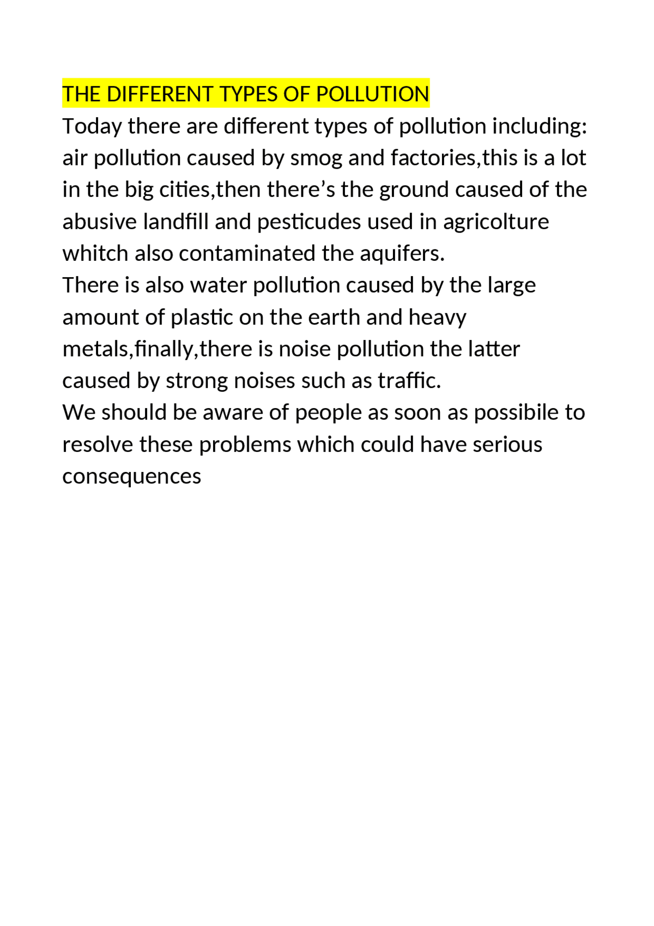 The different types of pollution - Docsity