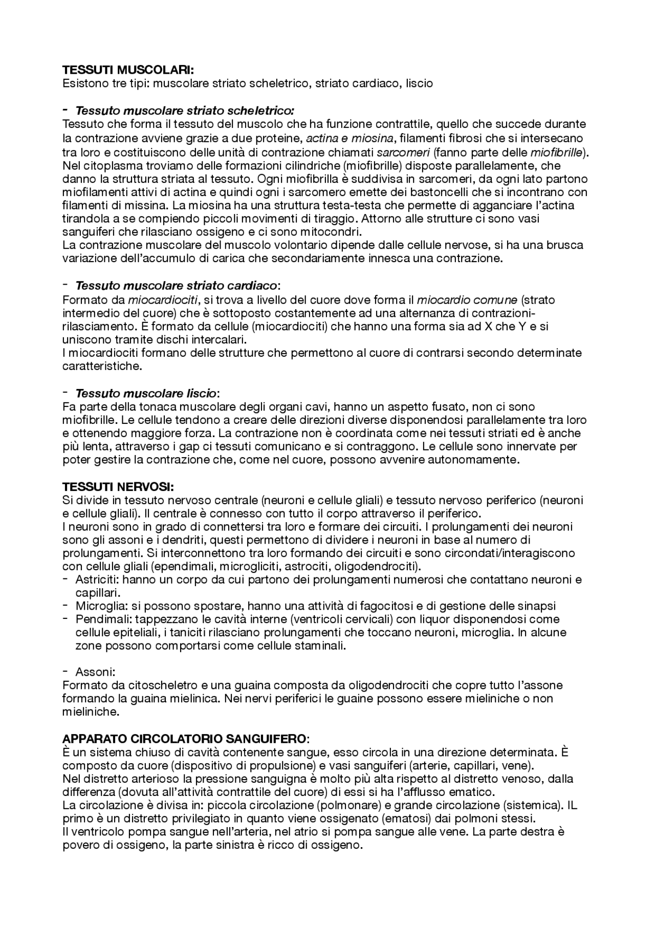 Appunti Anatomia Su Tessuti Muscolari Docsity