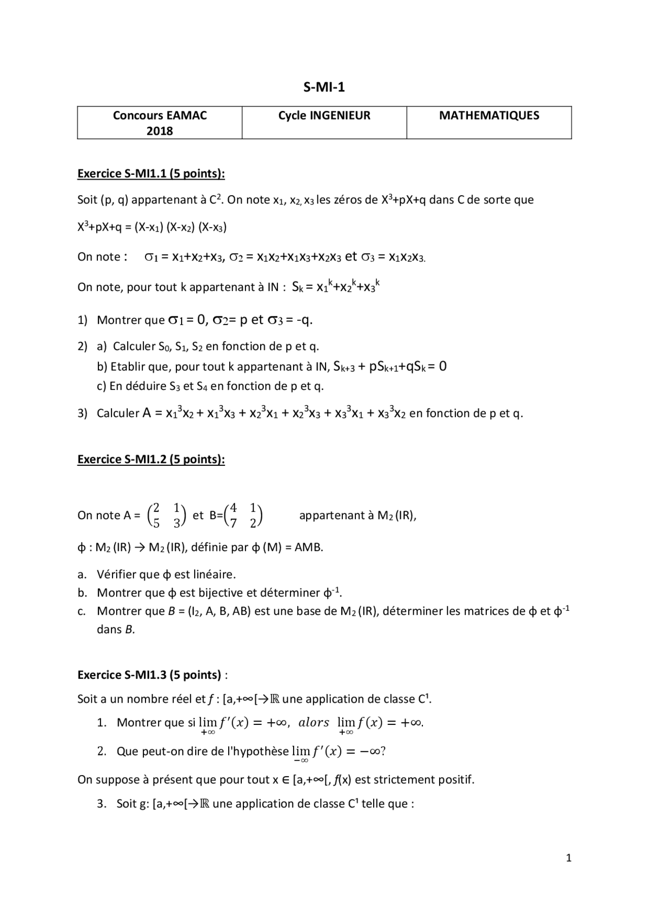 Math Exercice Nombre Complexe Docsity