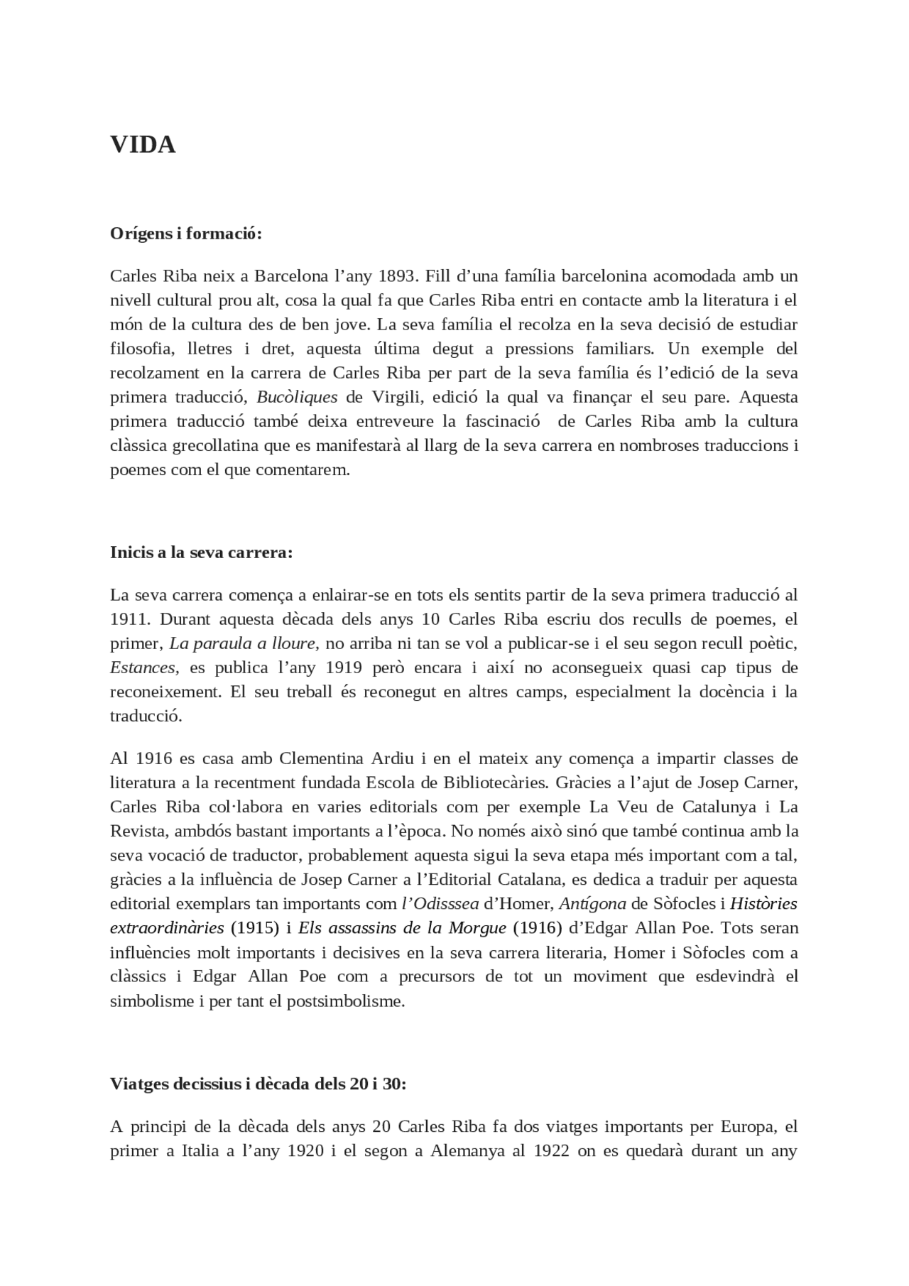 VIDA OBRA I CONTEXT LITERARI POEMA I ANÀLISIS - Docsity