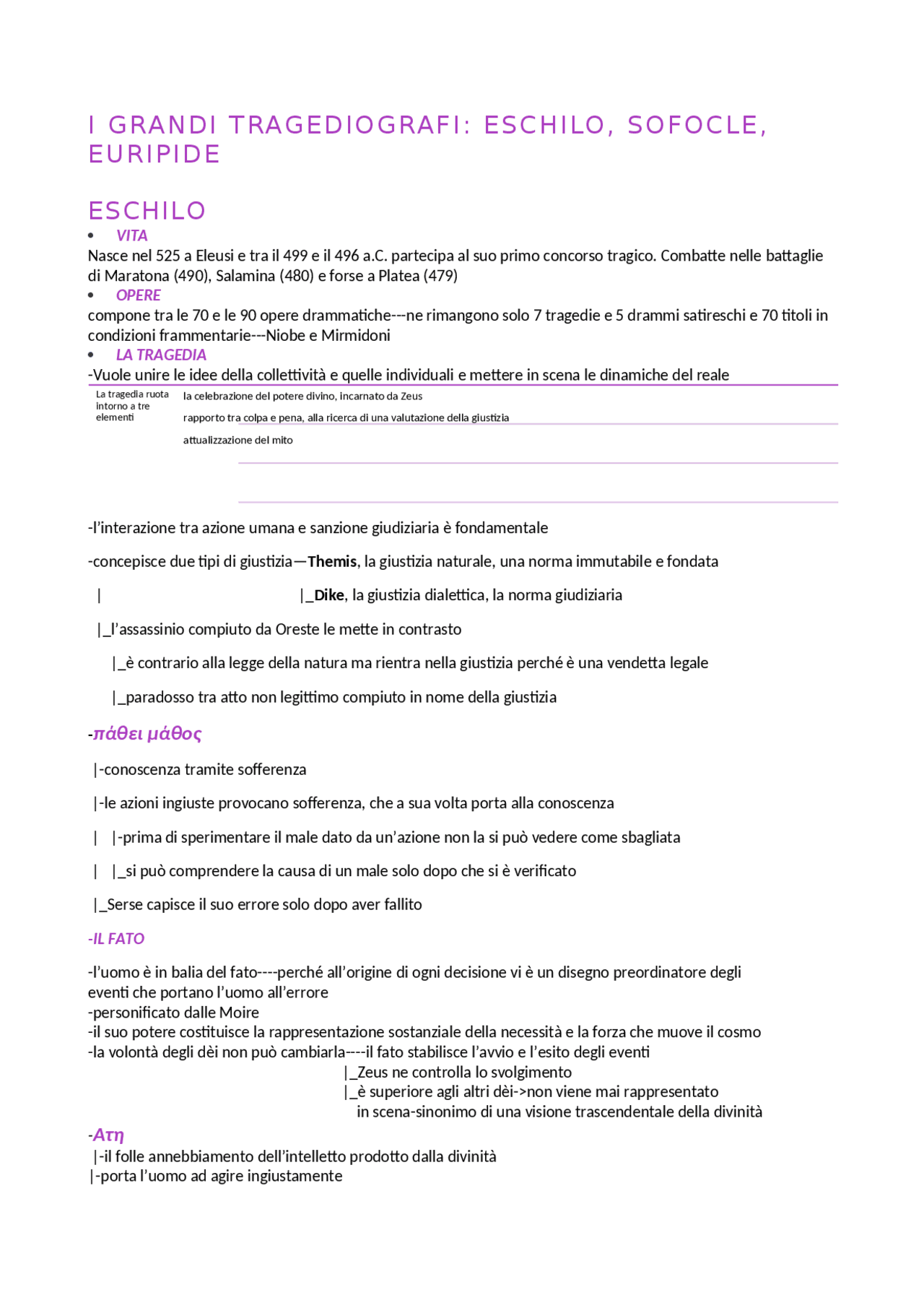 Eschilo Sofocle Ed Euripide La Tragedia Docsity