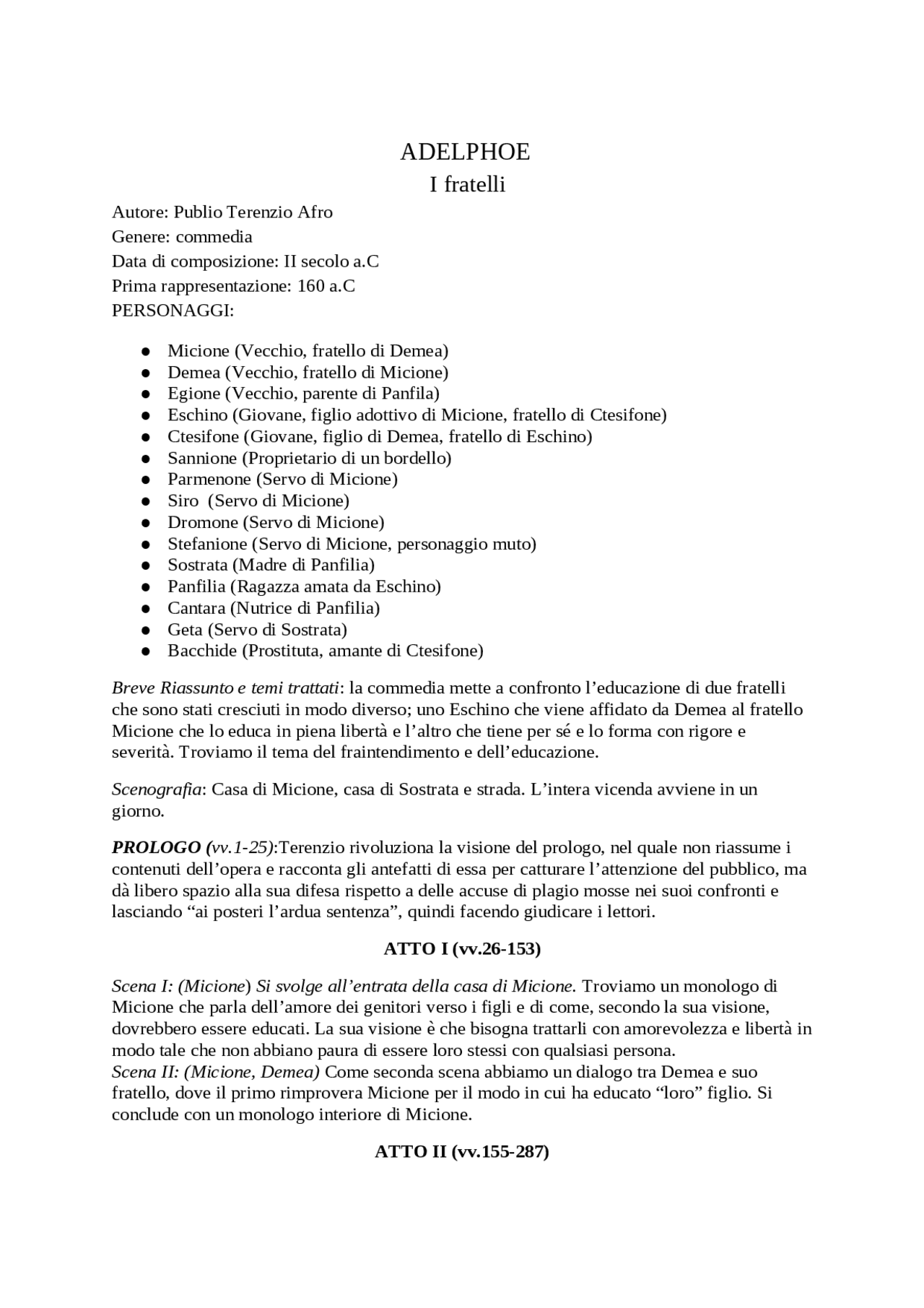 Analisi ADELPHOE di Terenzio | Appunti di Lingue e letterature ...
