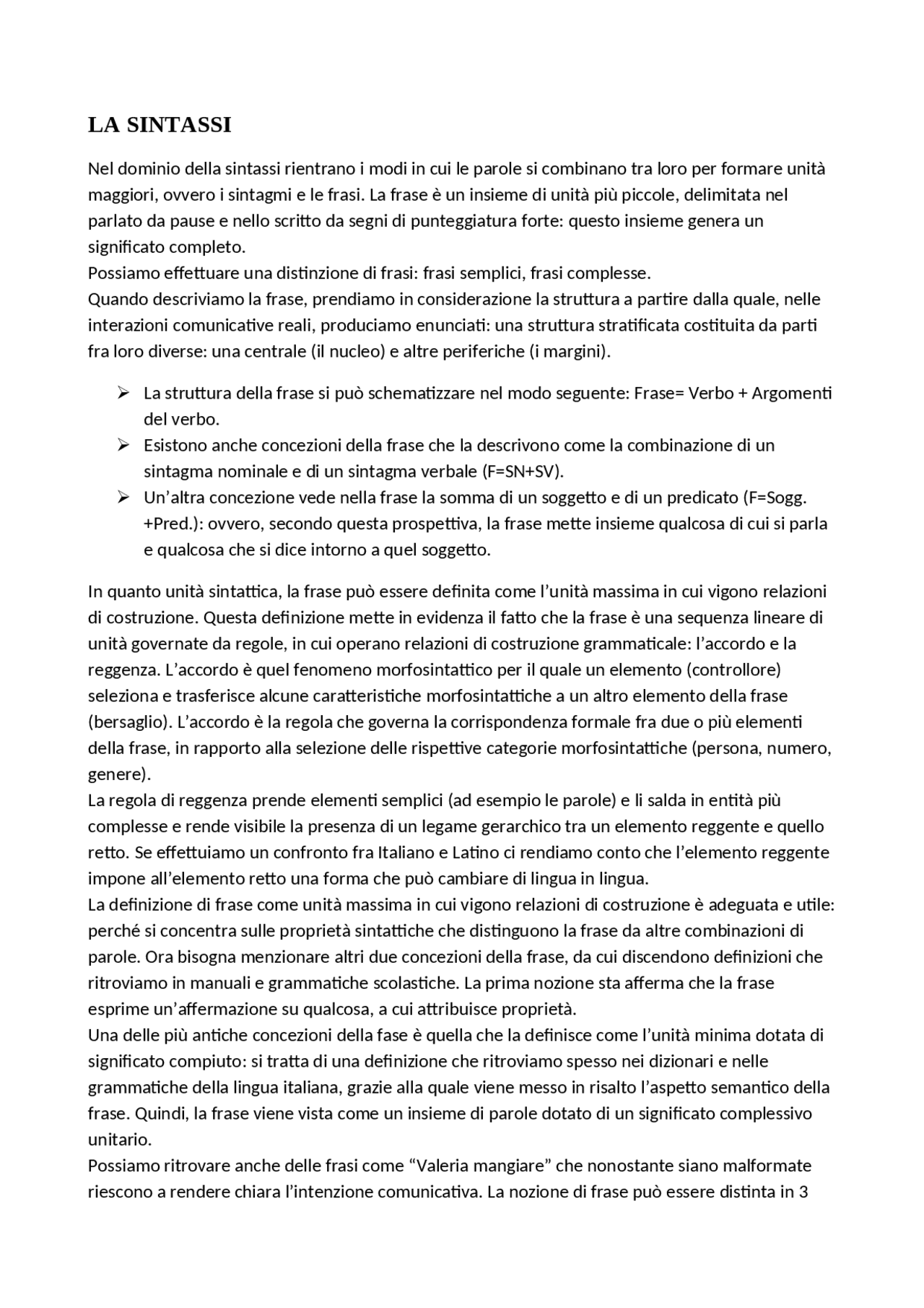 La sintassi, TRATTO DAL LIBRO VARIETA' - Docsity