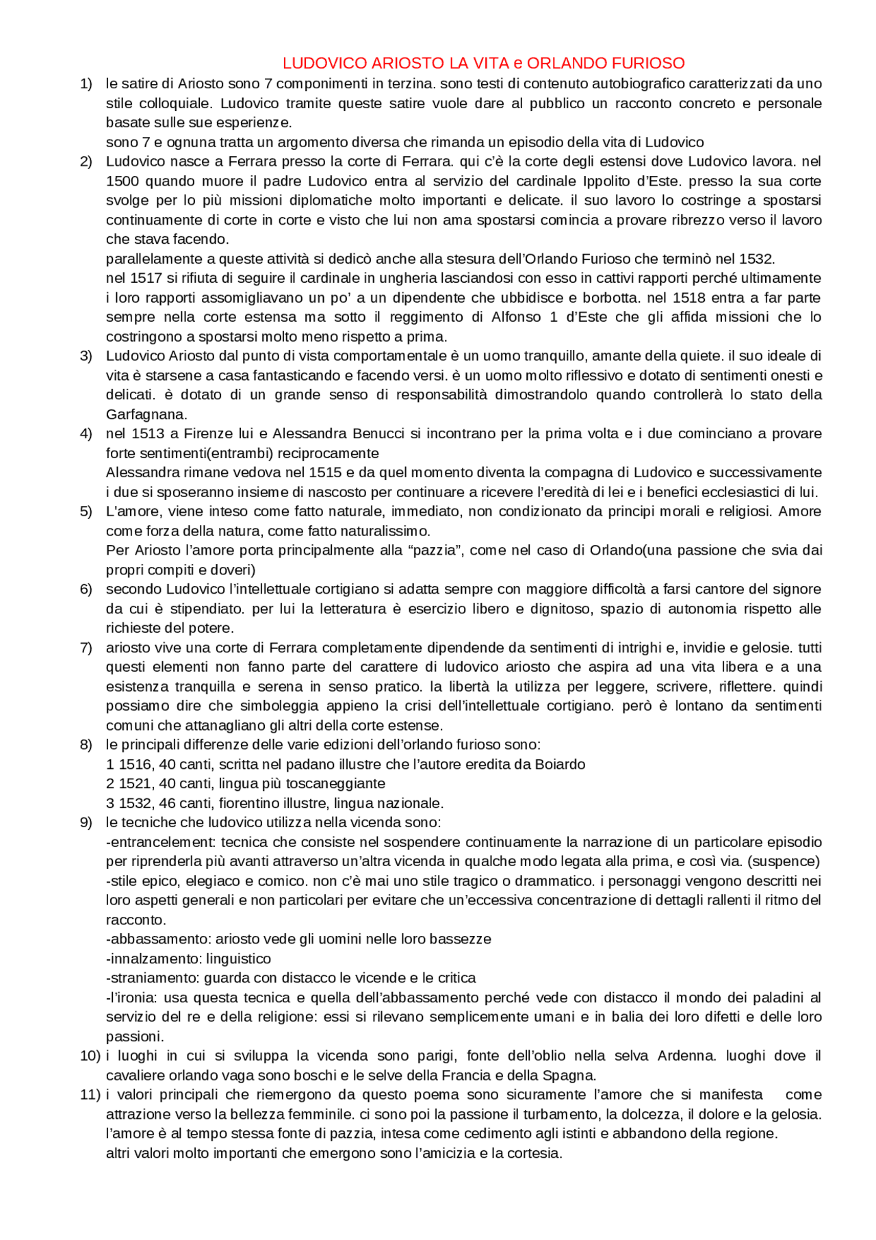 Ariosto E Machiavelli Informazioni Docsity