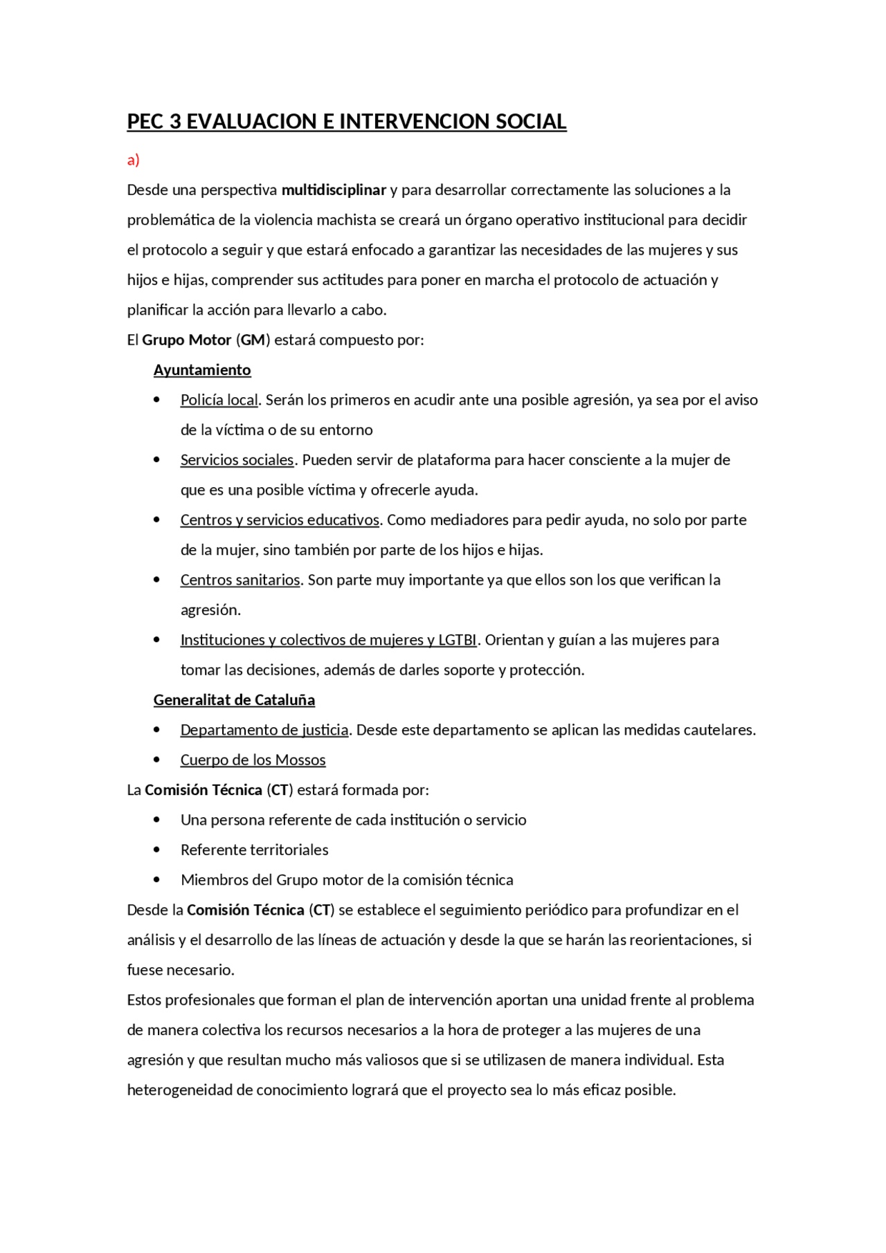 Respuestas Pec 3 Evaluacion E Intervencion Social Ejercicios De