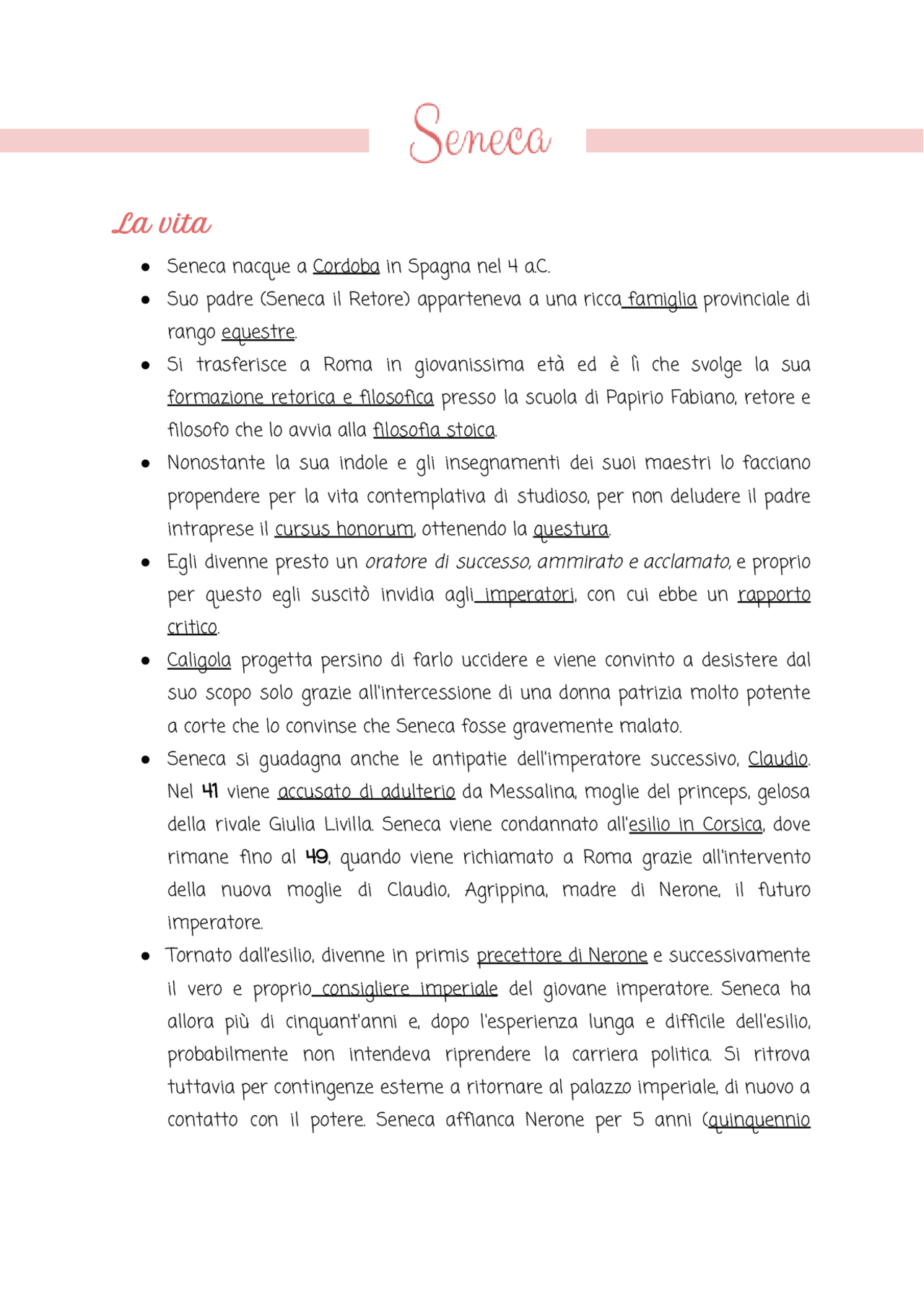 Seneca Vita Opere Temi Stile Docsity