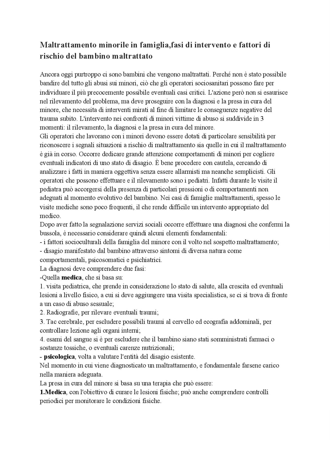 Maltrattamento Minorile Docsity