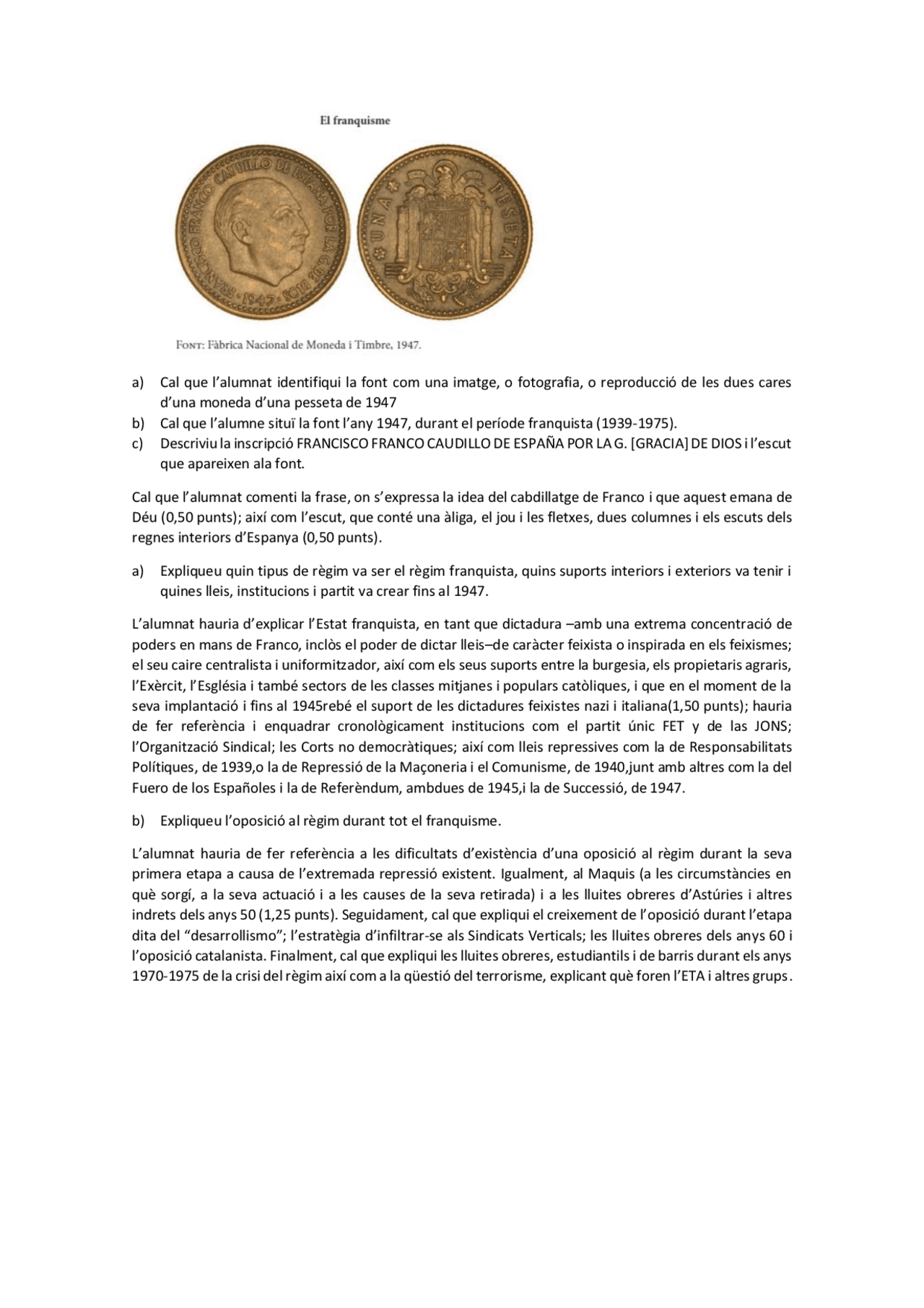 Selectivitat Franquisme 2010 2020 Docsity