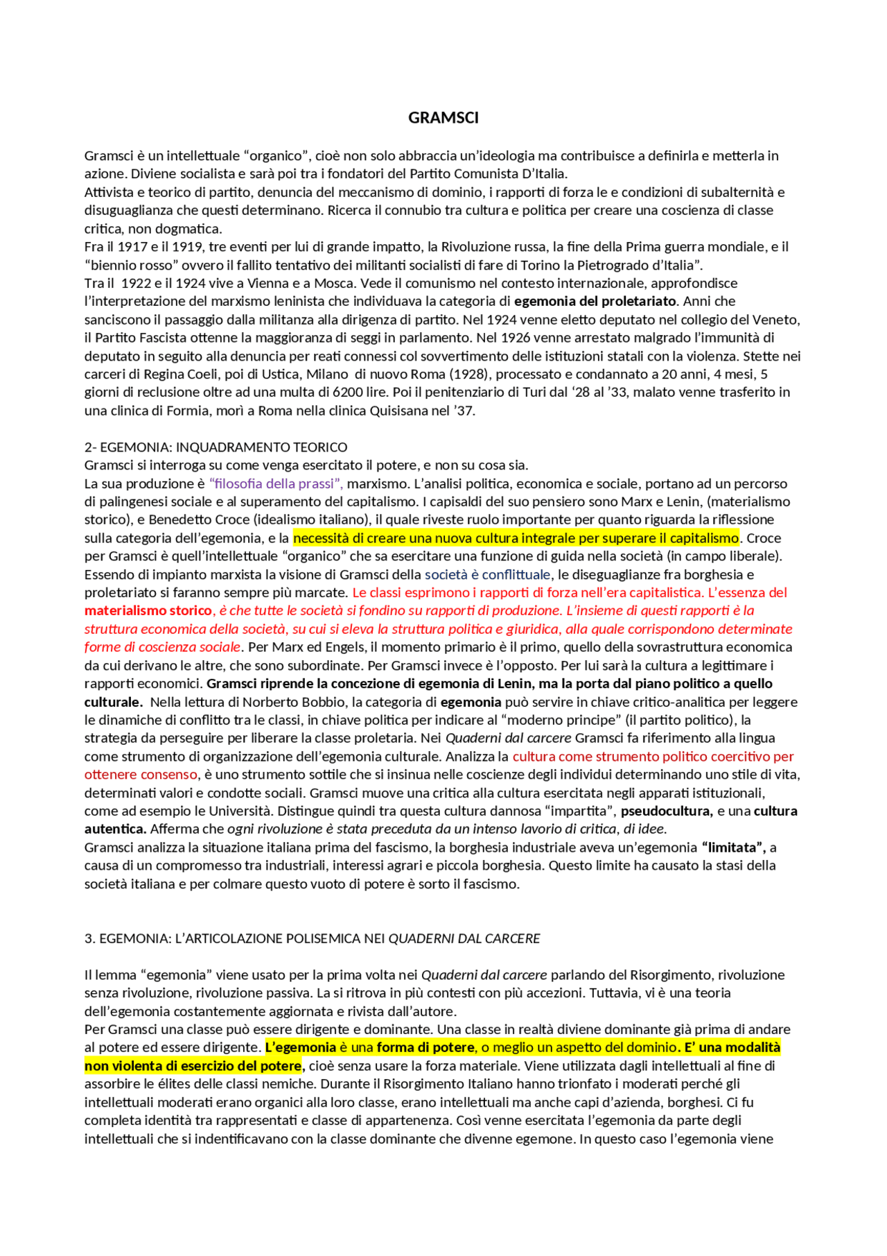 Antonio Gramsci Riassunto Docsity