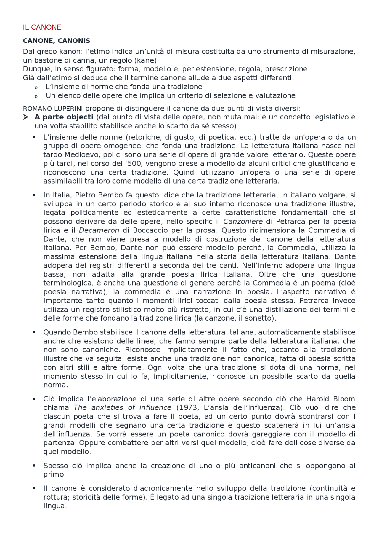 Letterature Comparate Il Canone Docsity