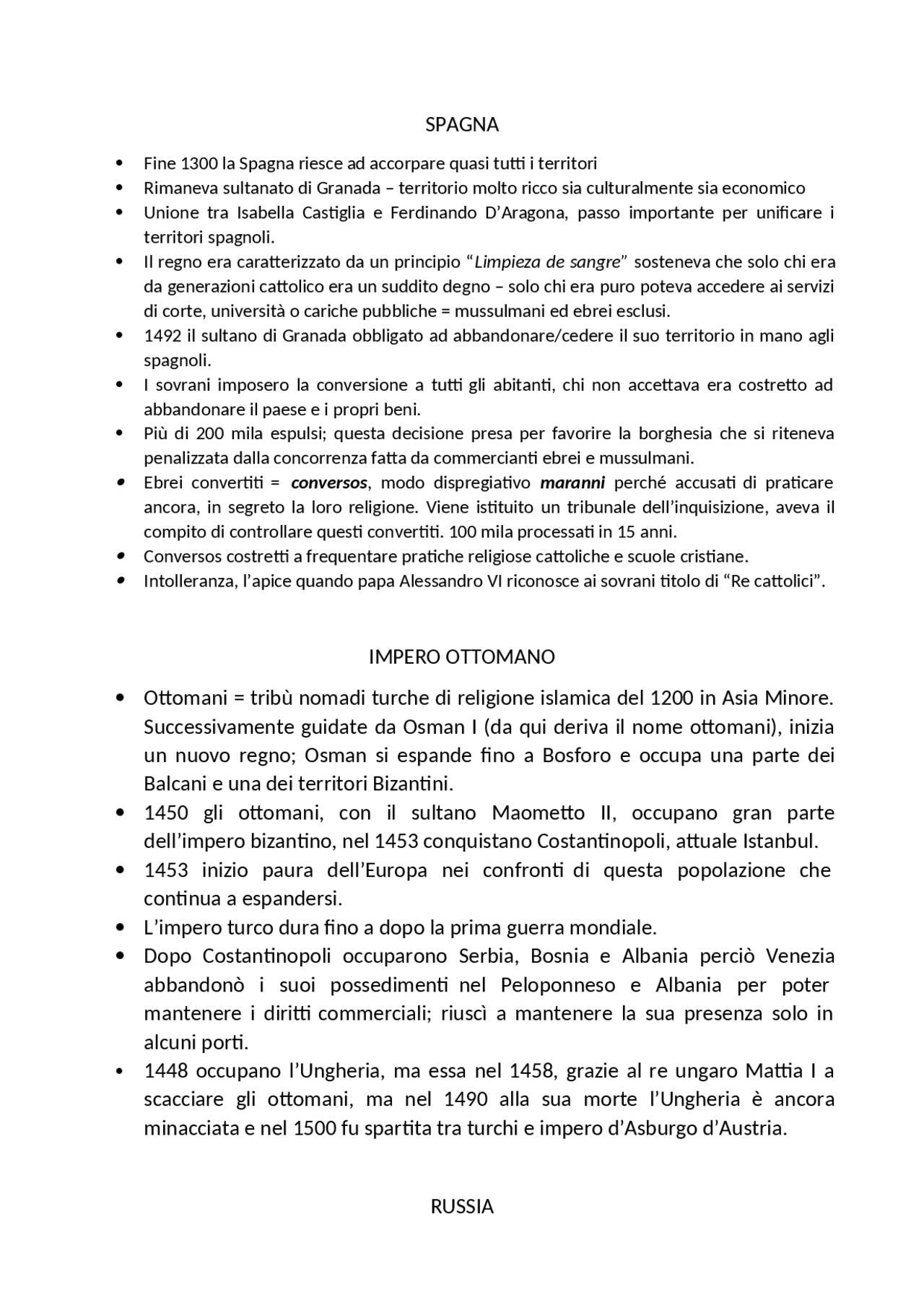 Appunti Di Storia Di Diversi Tipi Docsity
