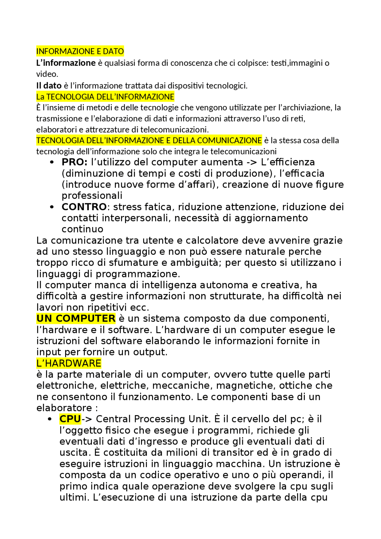 Appunti Informatica Di Base Docsity