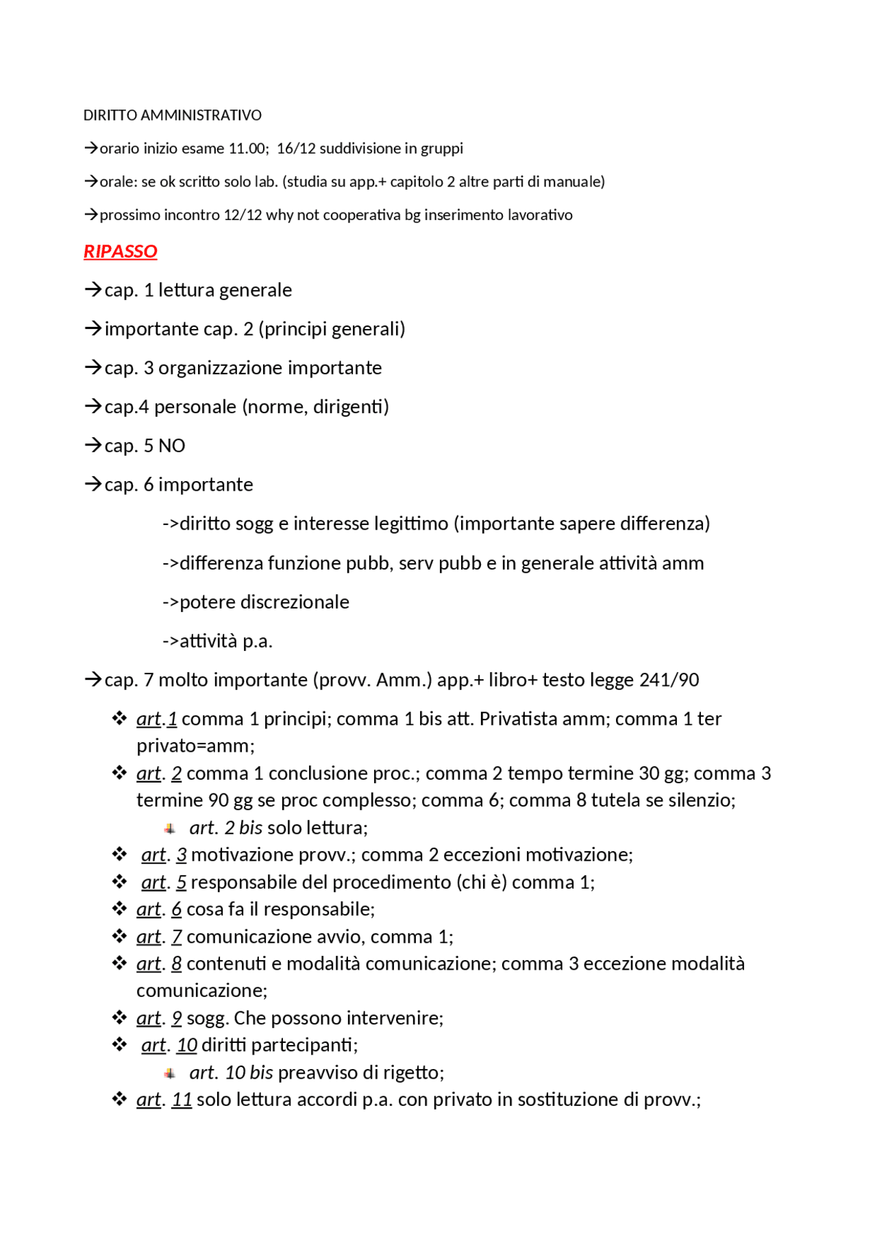 Ripasso diritto amministrativo - Docsity