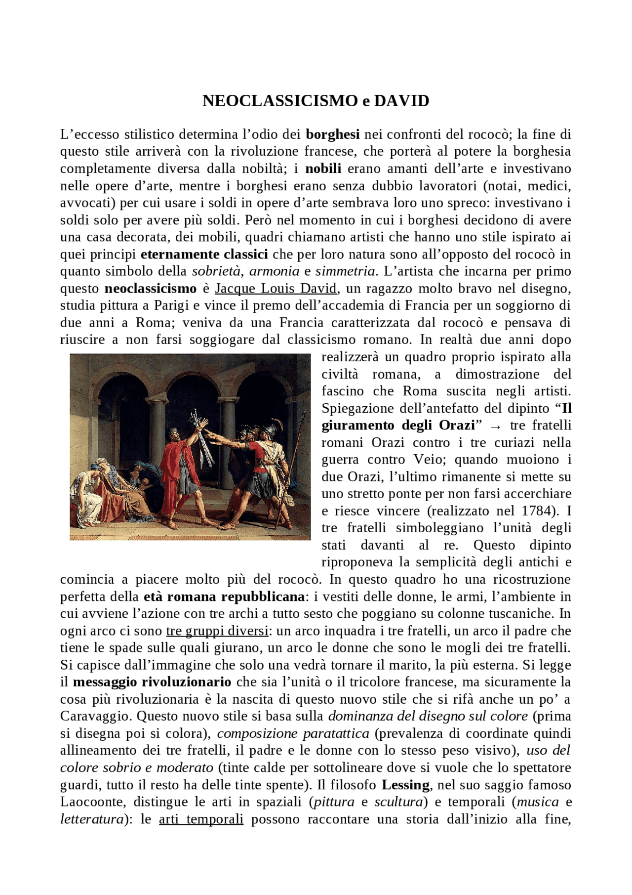 Excursus Completo Sul Neoclassicismo David E Canova Docsity